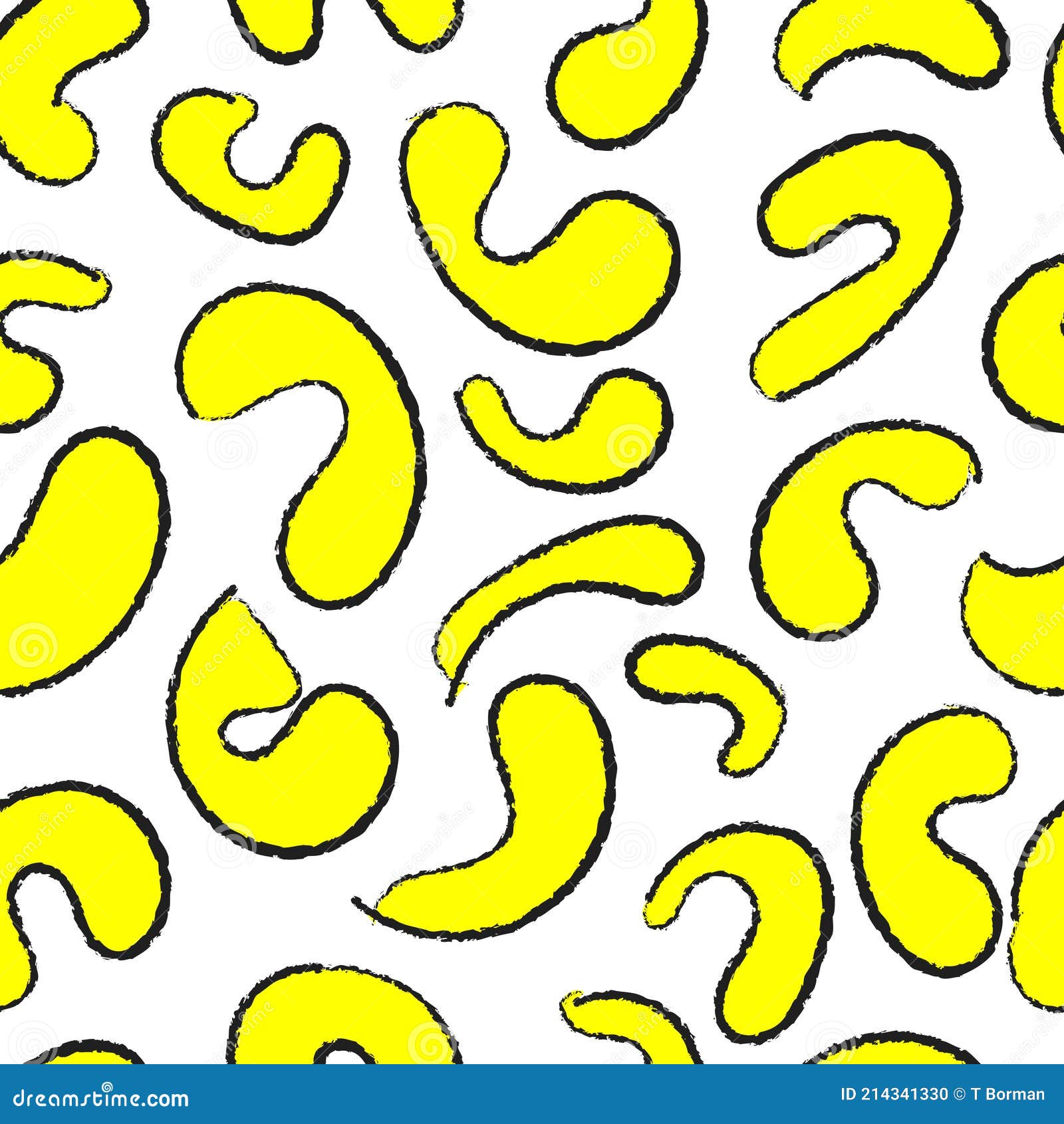 Abstract Spots Yellow on White Background Vector Seamless Pattern Black ...