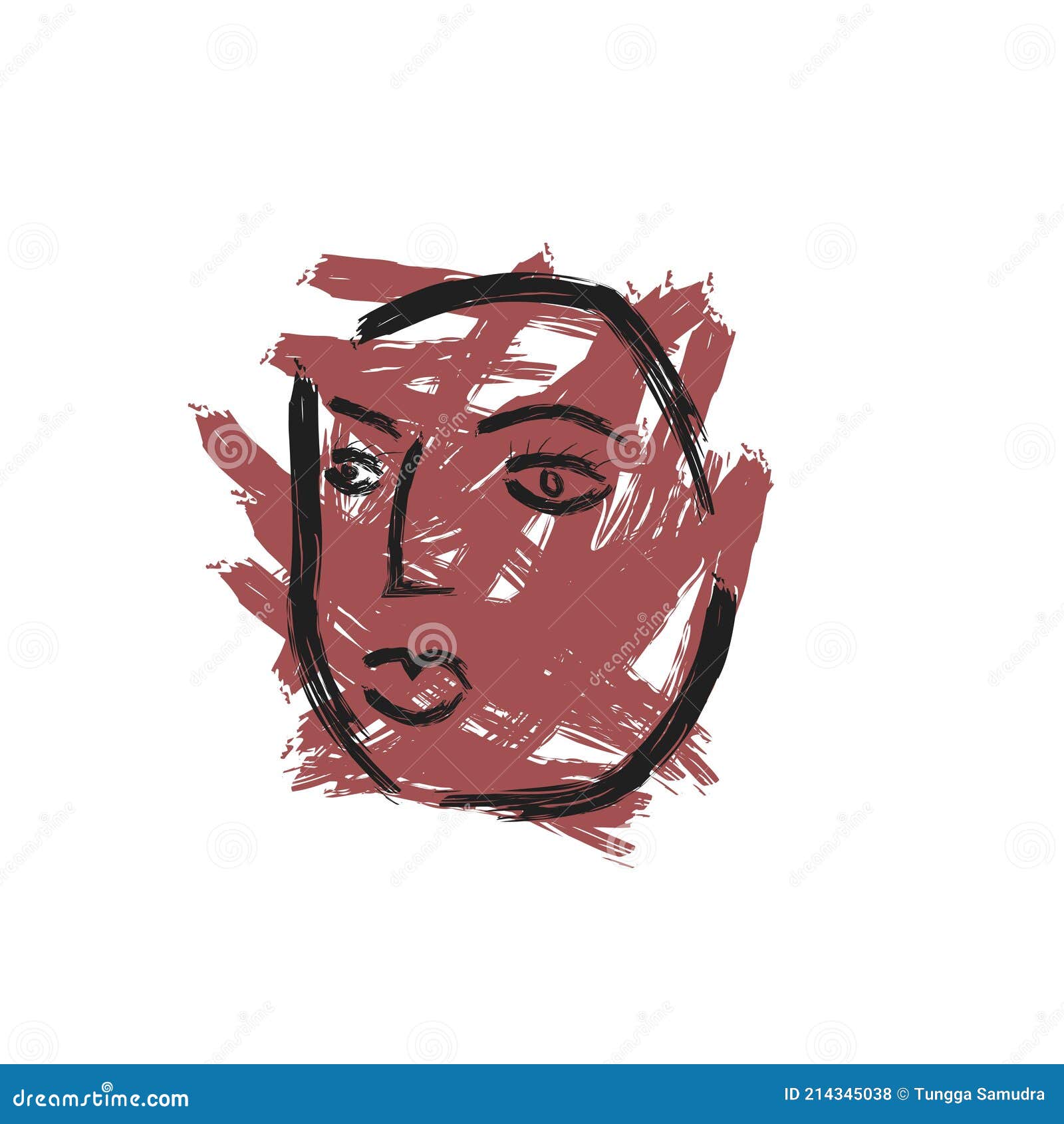 Abstract face drawing stock vector. Illustration of contour - 214345038