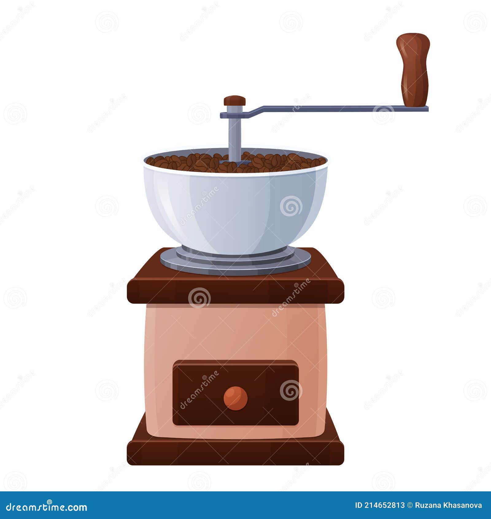 Classic Coffee Grinder with a Handle in a Cartoon Style. Stock Vector ...