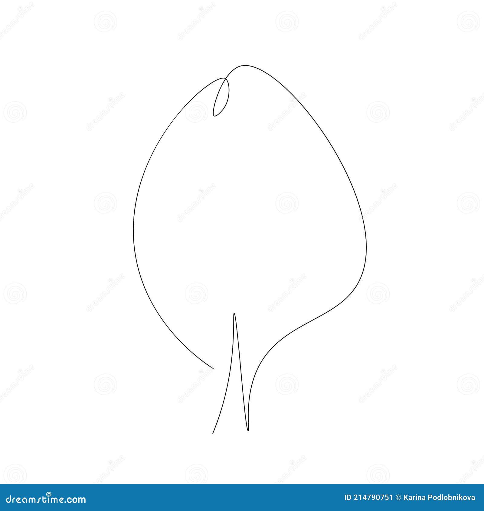 Tree One Line Drawing Silhouette on White Background Vector ...