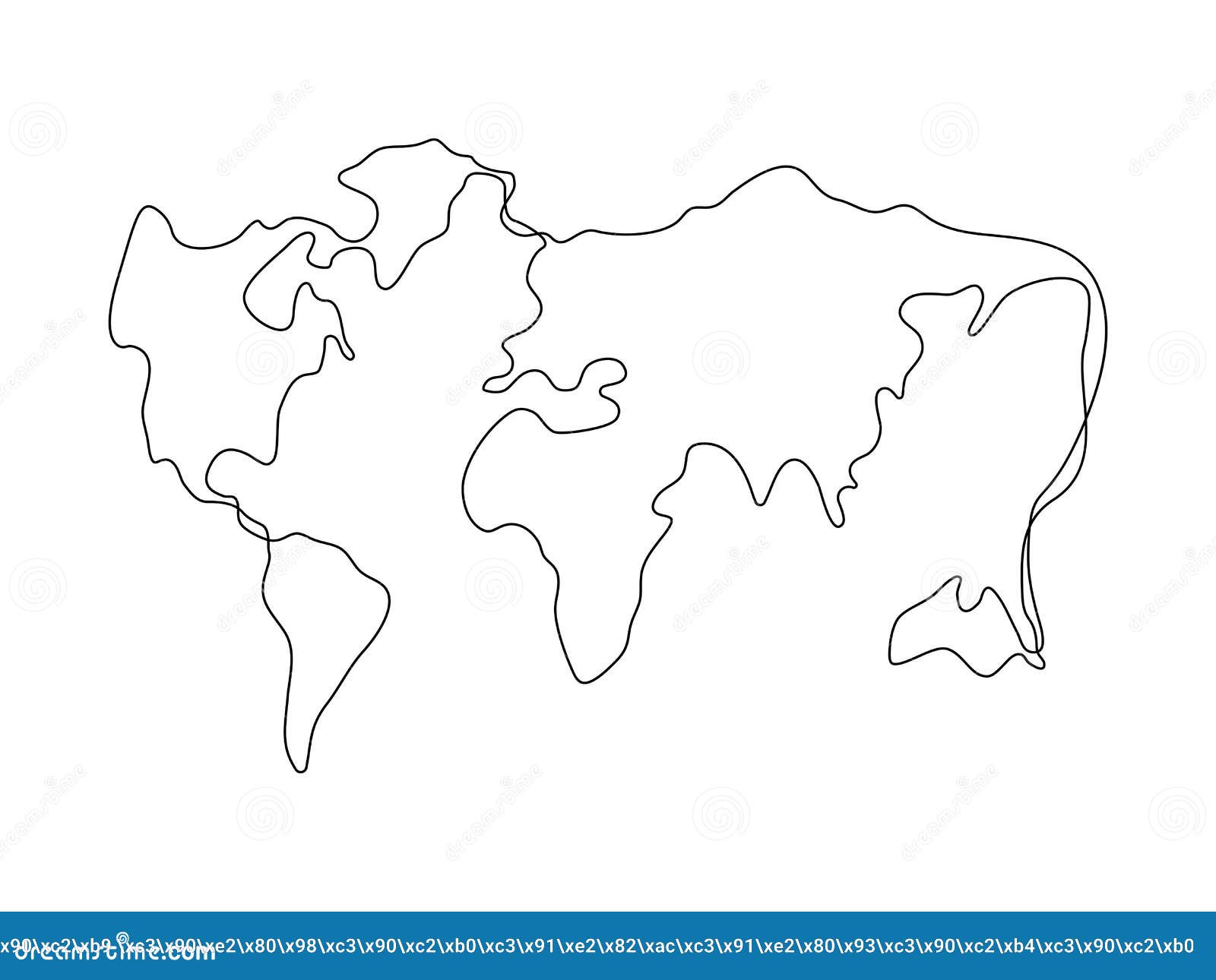World Map One Line Art. Continuous Earth Line Drawing Symbol. Vector ...