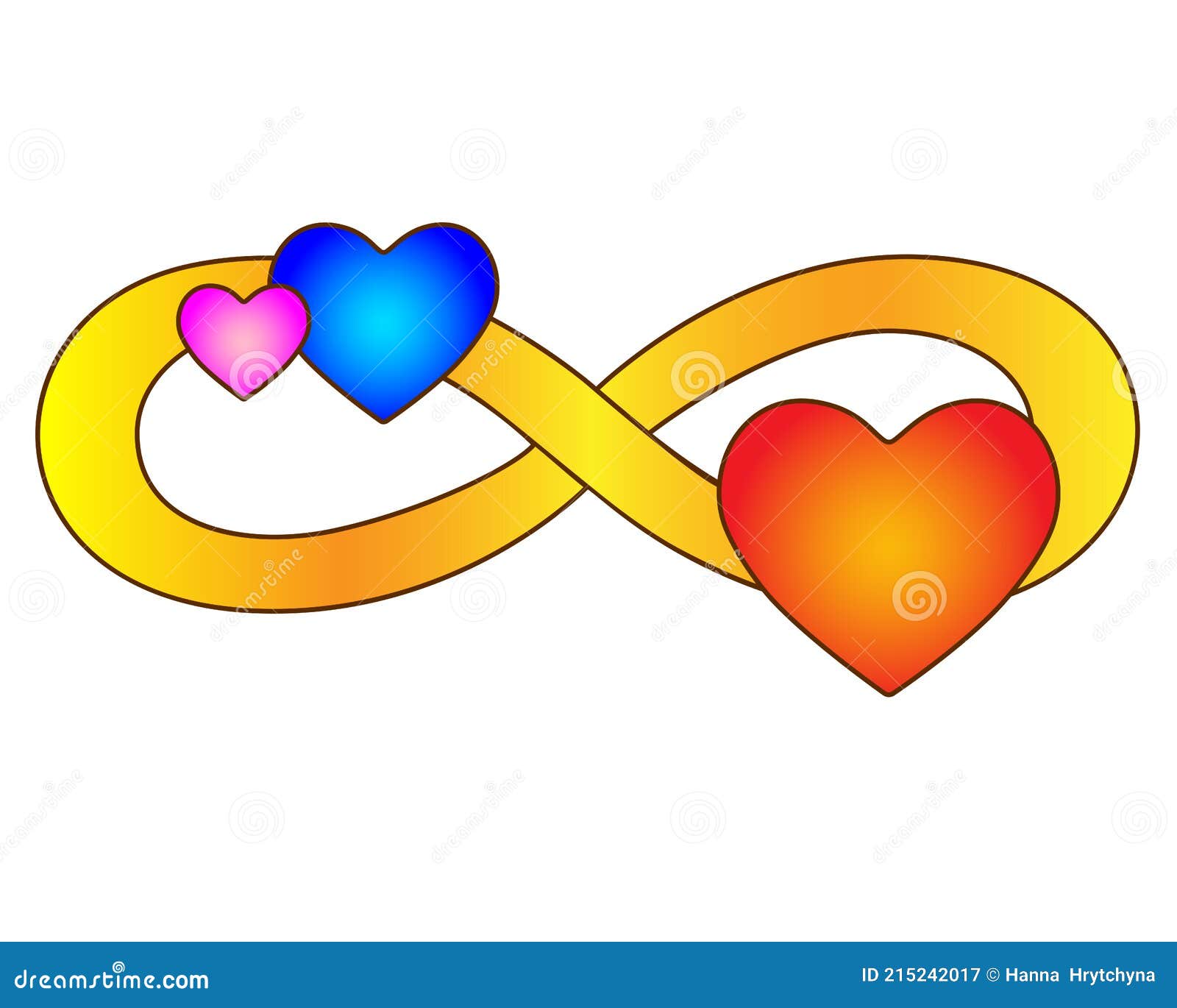 Infinity Sign with Three Hearts - Vector Full Color Illustration ...