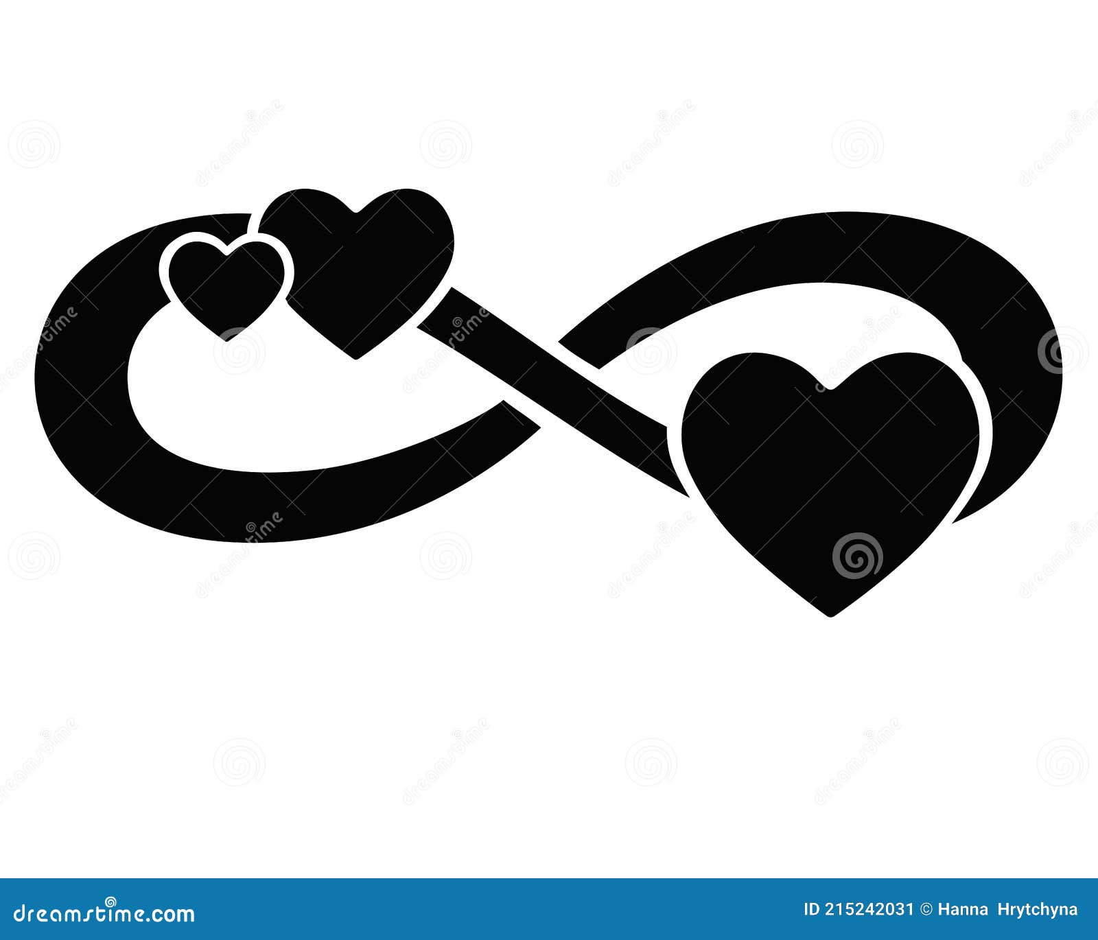 Infinity Sign with Three Hearts - Vector Silhouette Illustration for ...
