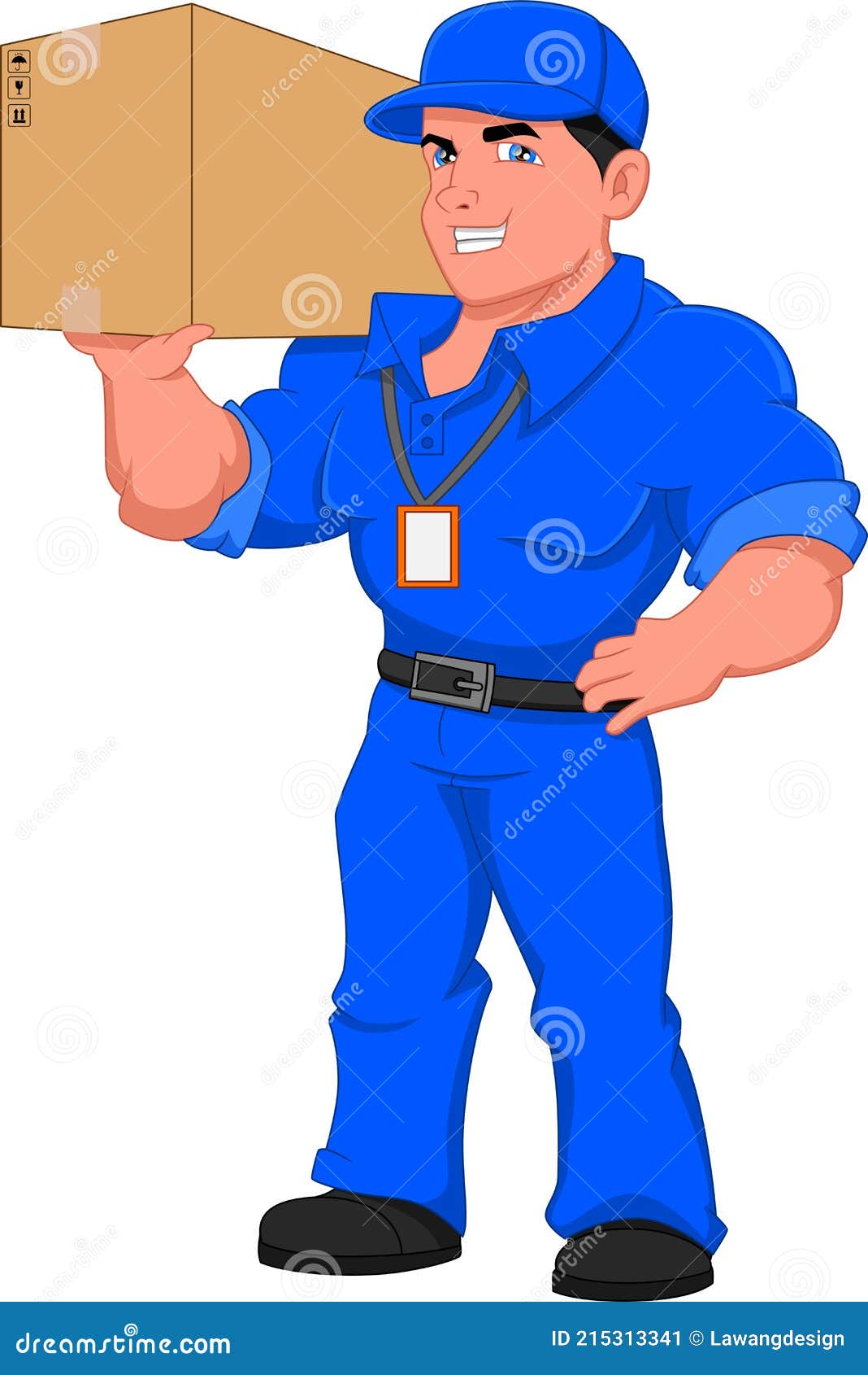 Delivery Man Posing with Box Stock Vector - Illustration of cartoon ...