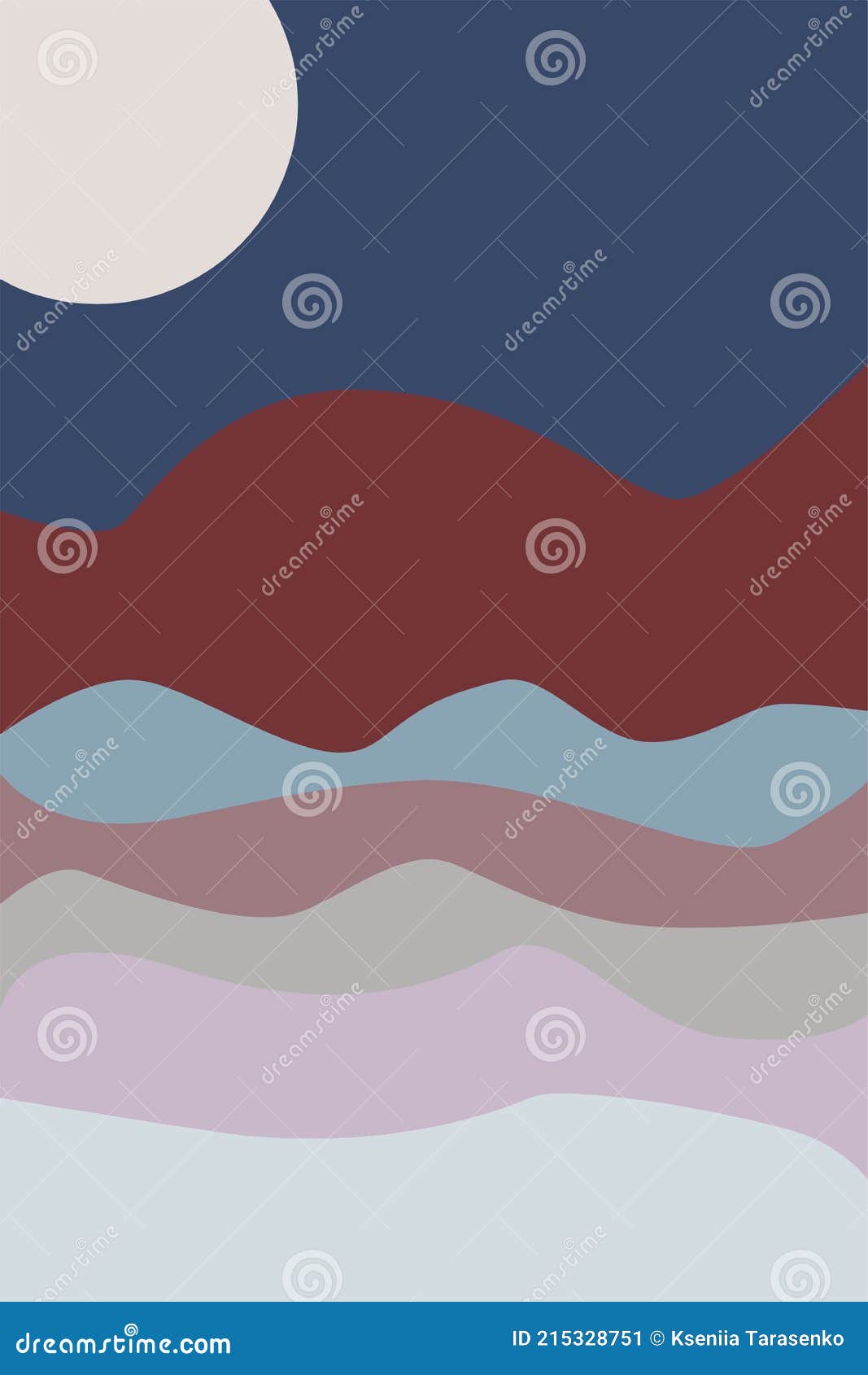 Abstract Colored Landscape with Sun Stock Illustration - Illustration ...