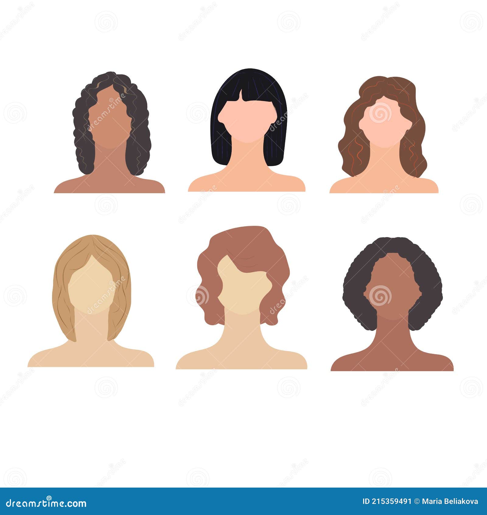 A set of female avatars. stock vector. Illustration of beautiful ...