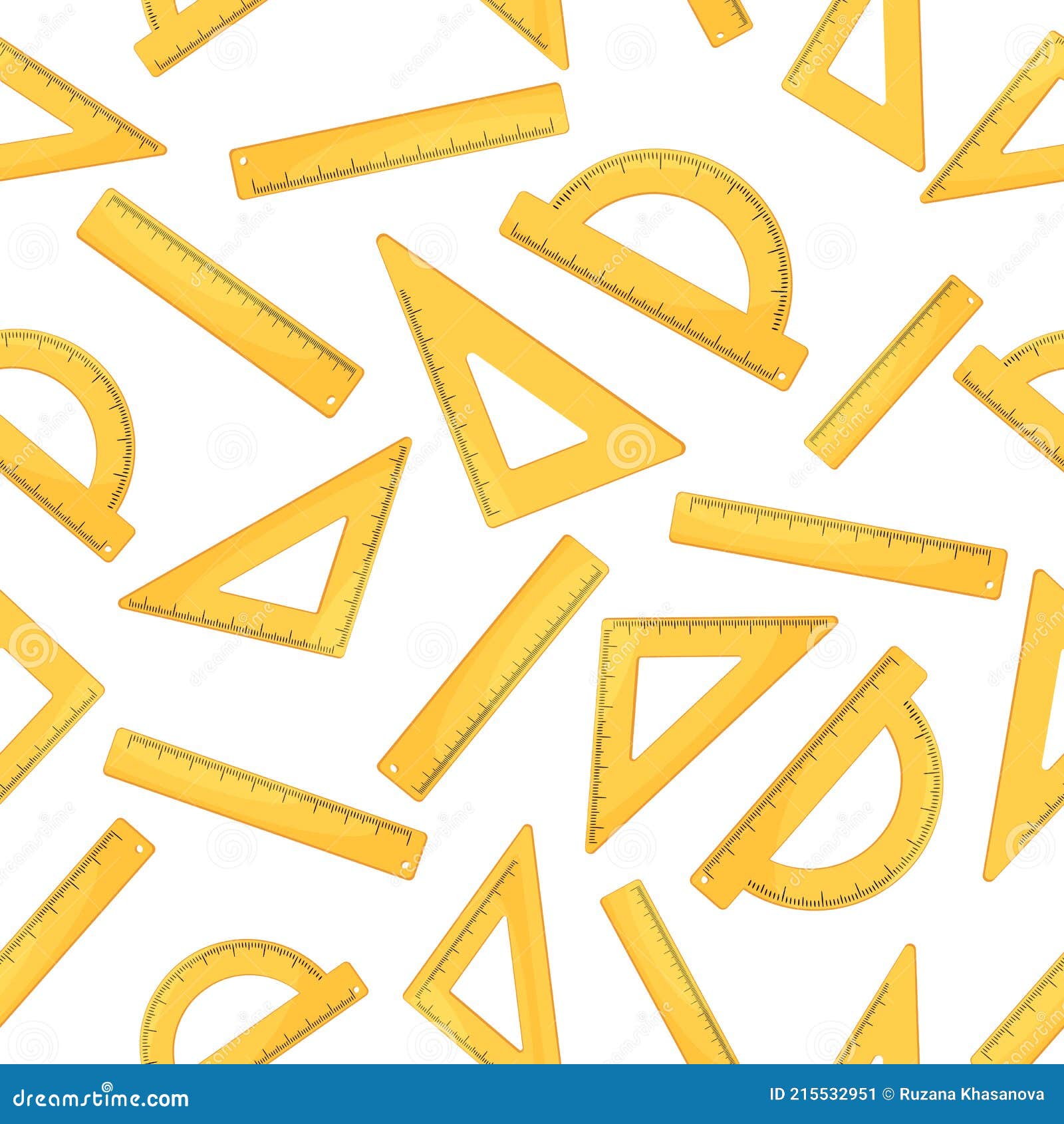 Seamless Pattern of Bright Yellow Rulers of Different Shapes. Stock ...