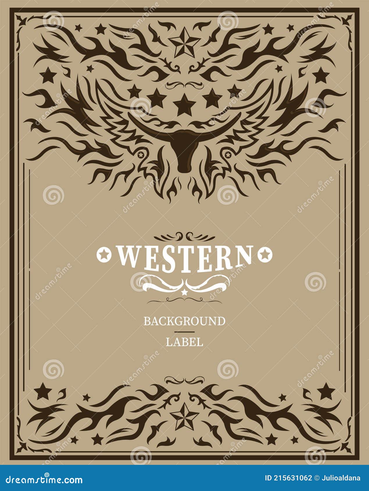 Western Style Label Design, Rodeo Post Elements. Stock Vector ...