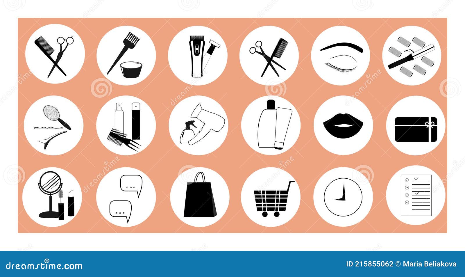 A Set of Hair Care Icons. a Collection of Images for Beauty Stock ...