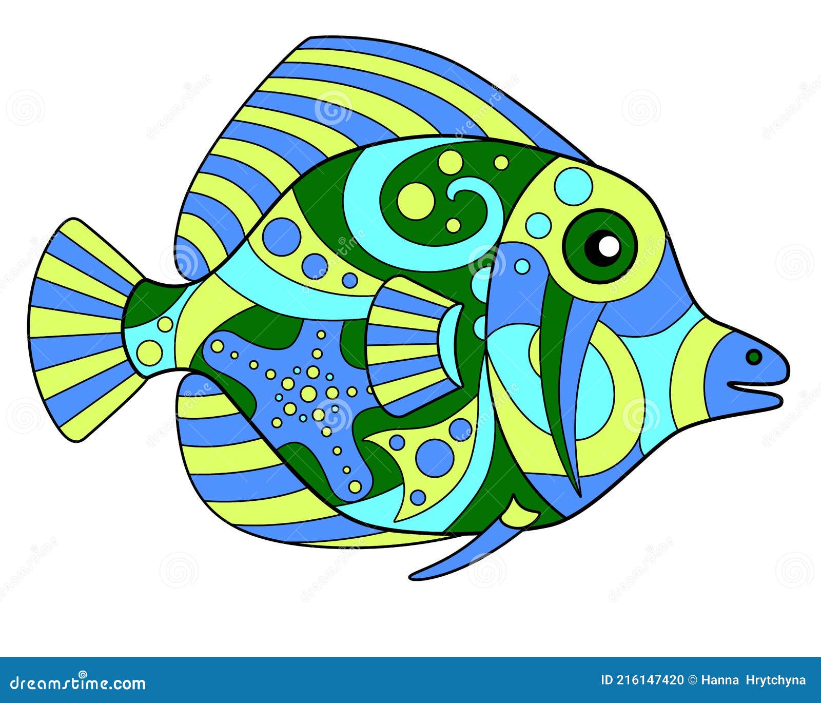 Tropical Fish - Vector Linear Color Illustration. Fish from a Coral ...
