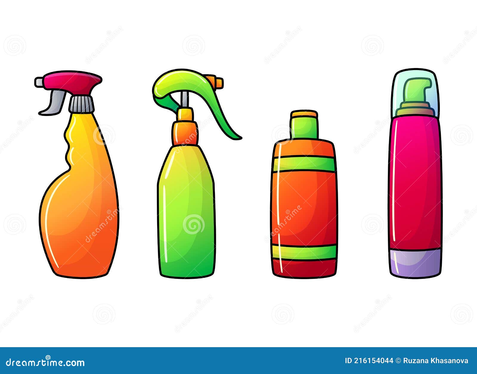 Set of Cartoon Sprays, Bottles Isolated on a White Background. Stock ...