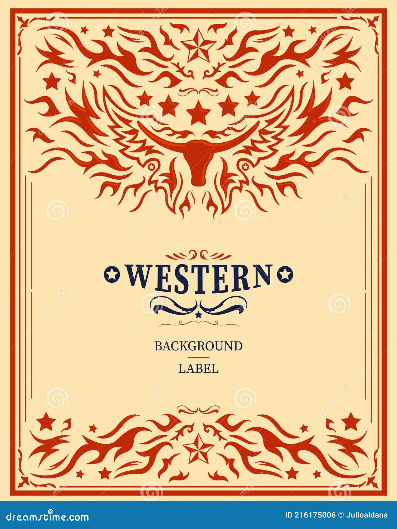 Western Style Label Design, Rodeo Post Elements. Stock Vector ...