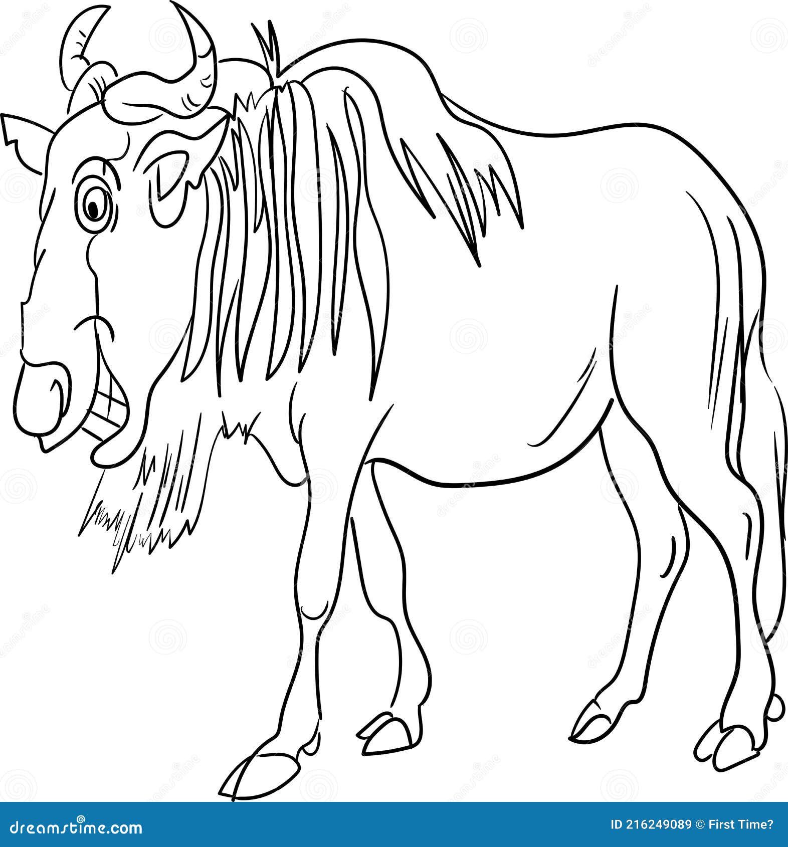 Coloring Book for Kid - Animal Series Wildebeest Stock Illustration ...