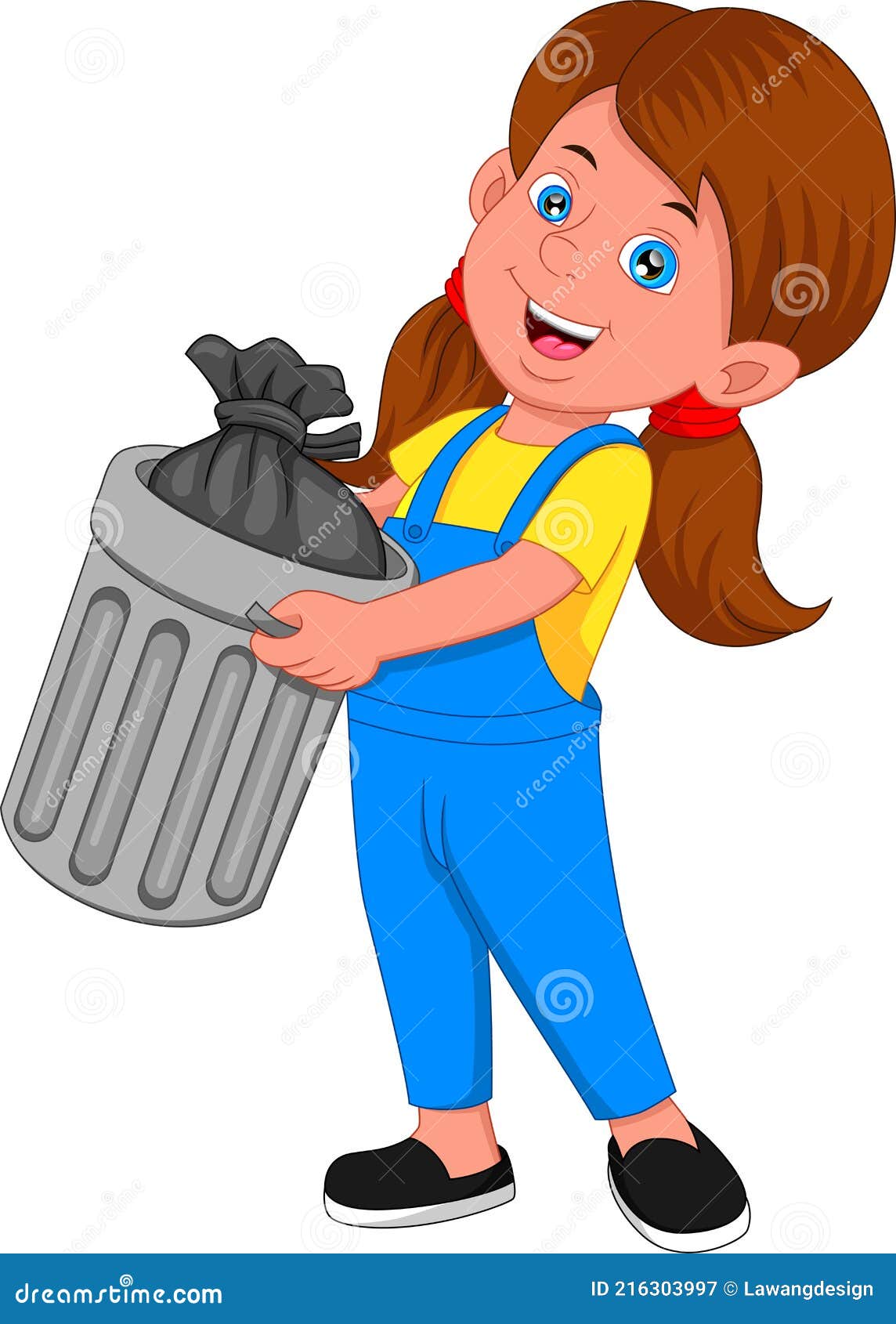 Girl Taking Out The Trash Cartoon