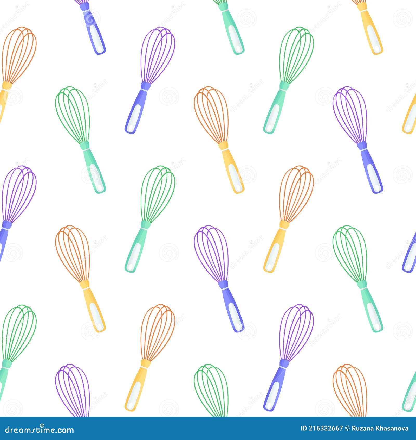 Bright Seamless Pattern of Whiskers. Vector Kitchen Tools Stock Vector ...
