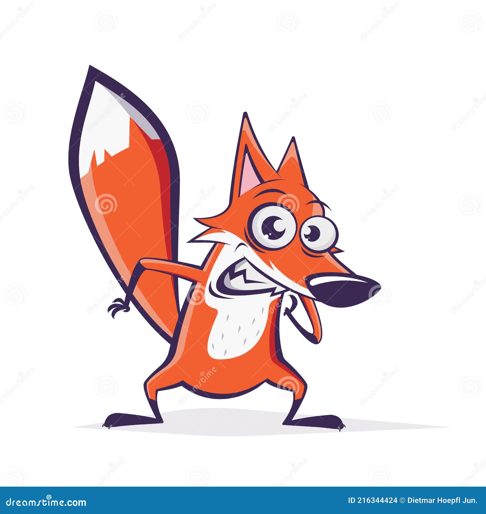 Funny Cartoon Illustration of a Naughty Fox Stock Vector - Illustration ...