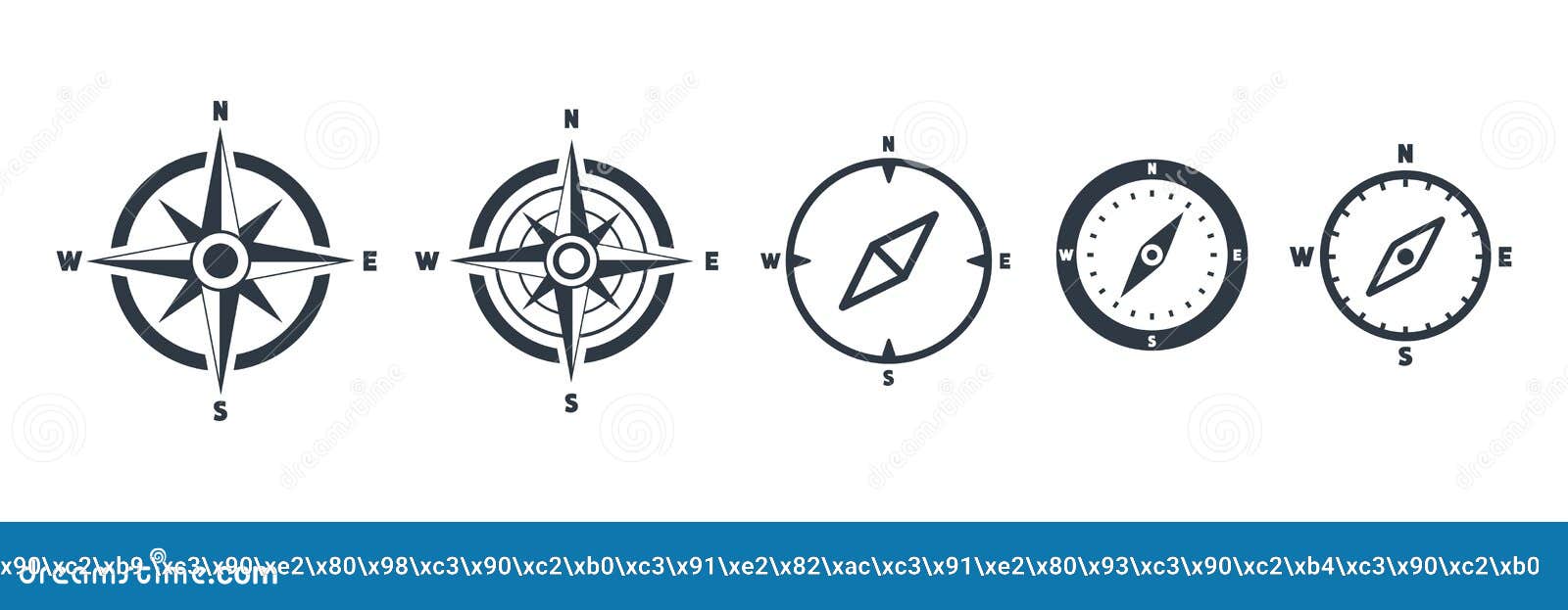 Compass Icon Set. Navigation Pictogram Collection Stock Vector ...