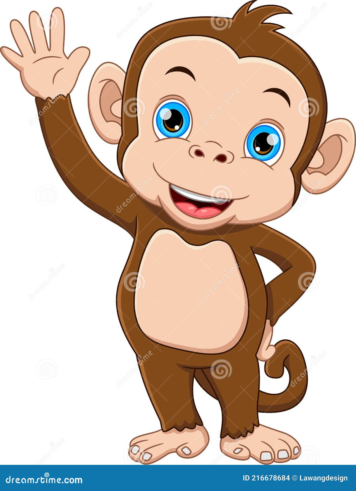 Cute monkey cartoon waving stock vector. Illustration of isolated ...