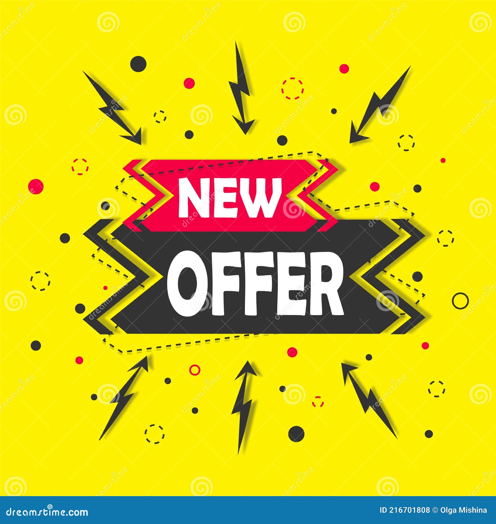 New Offer Label, Modern Web Banner with Arrow, Vector Illustration ...