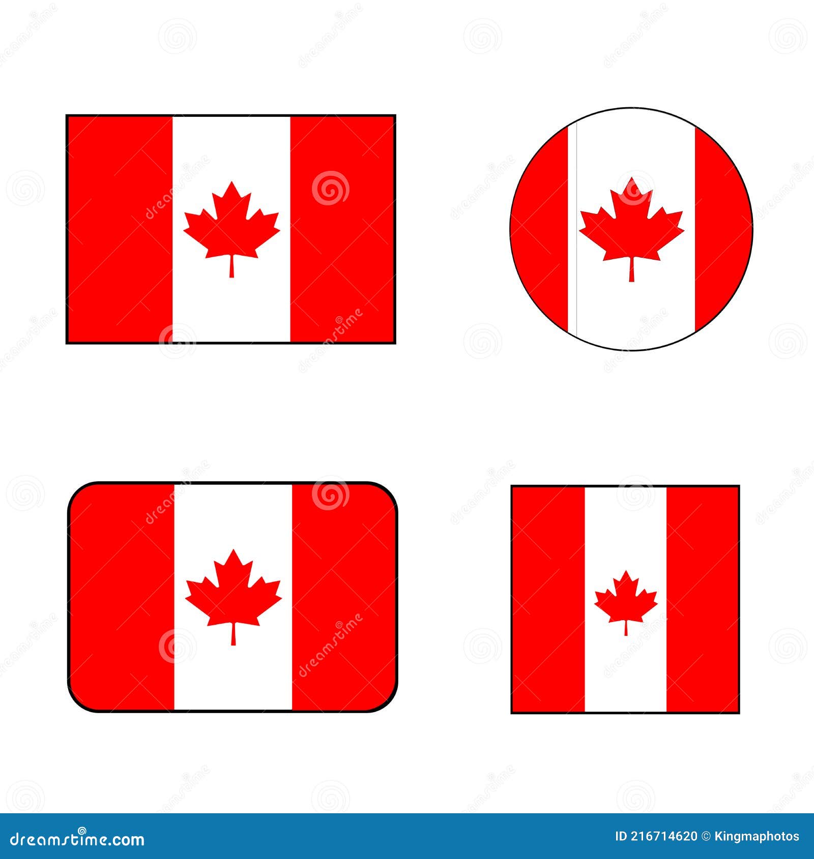 Canadian Flag Icon Set - Maple Leaf Proportional Colors, Square ...