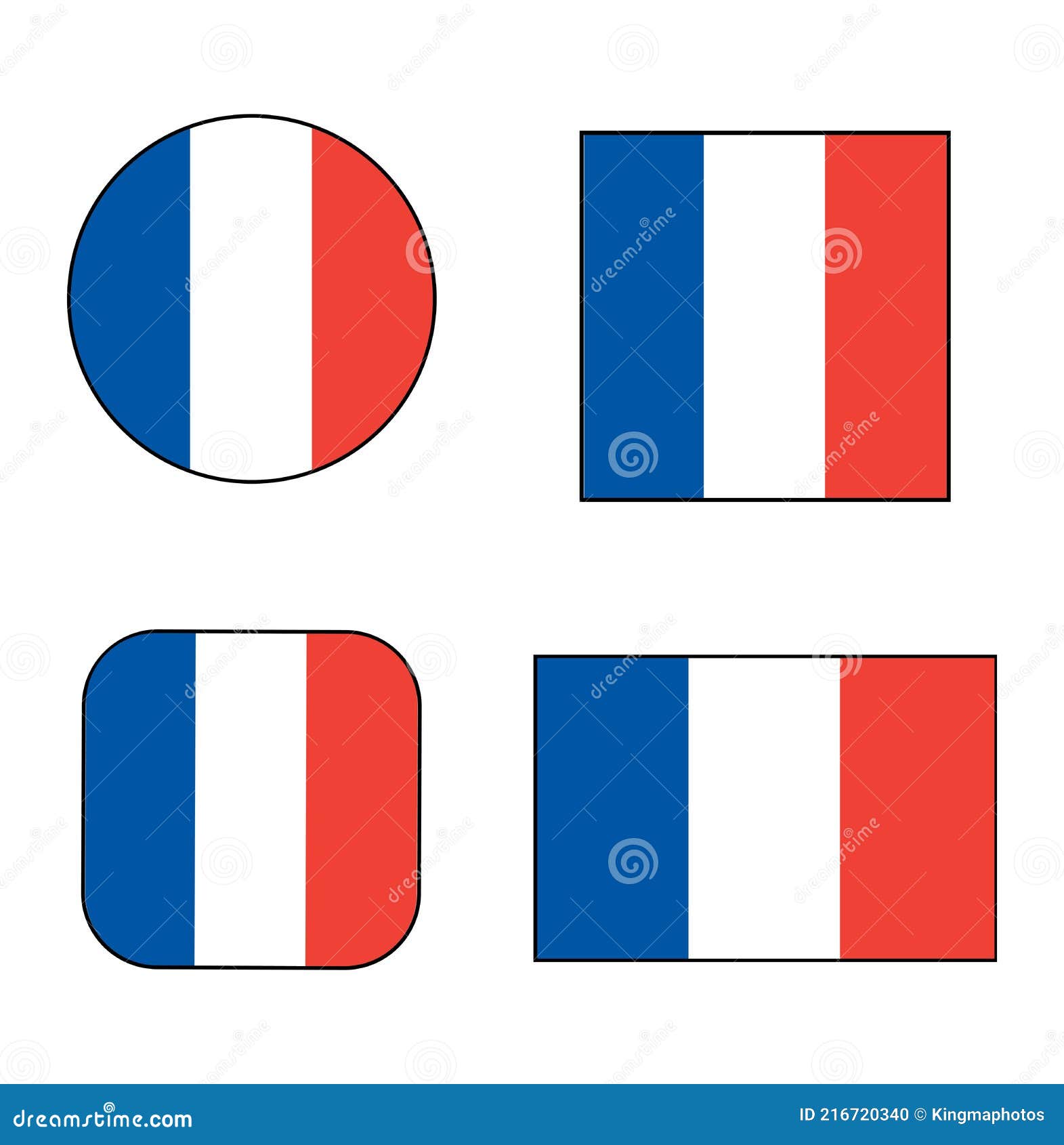 France Flag Icon Set European Push Button Concepts Rectangle, Square ...