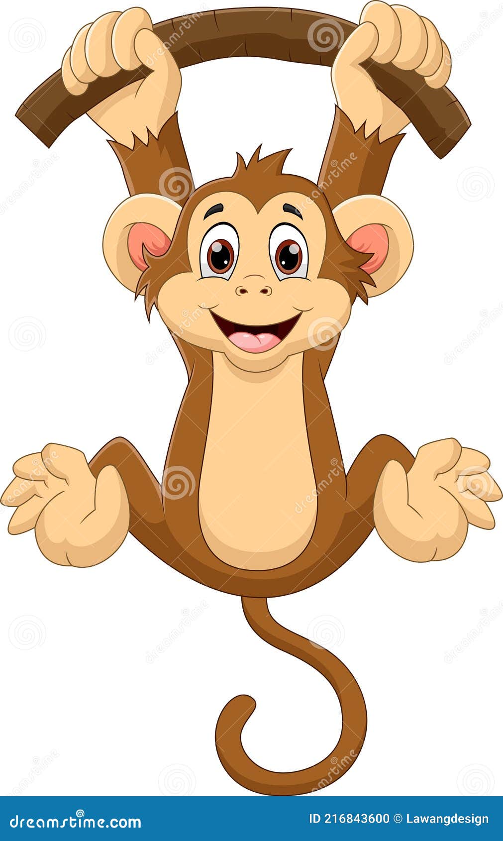 Cartoon Monkey Hanging on a Tree Stock Vector - Illustration of ...