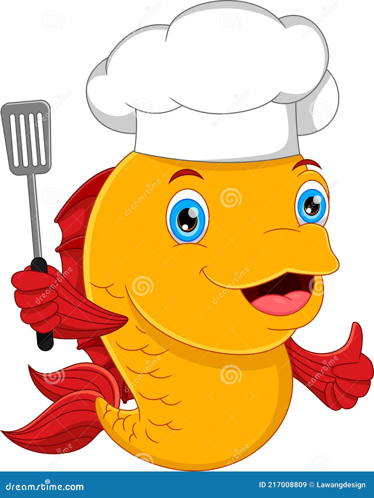 Cartoon Chef Fish Posing and Holding a Spatula Stock Vector ...