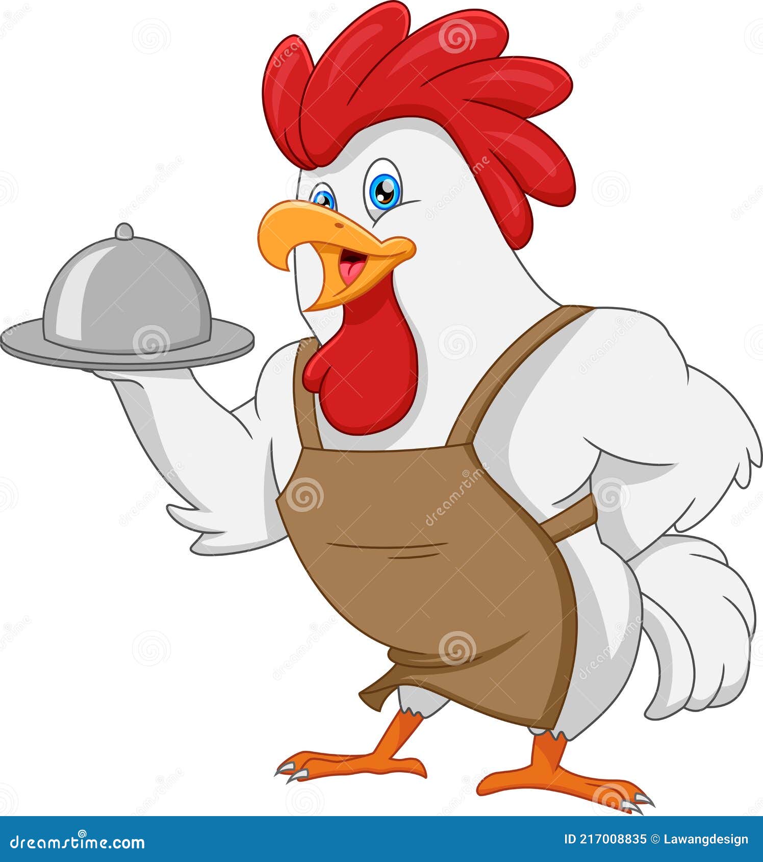 Cartoon Chef Chicken Carrying Food Tray Stock Vector - Illustration of ...