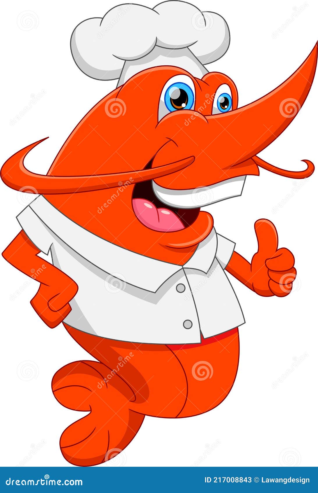Cartoon Chef Shrimp Thumbs Up Stock Vector - Illustration of crustacean ...