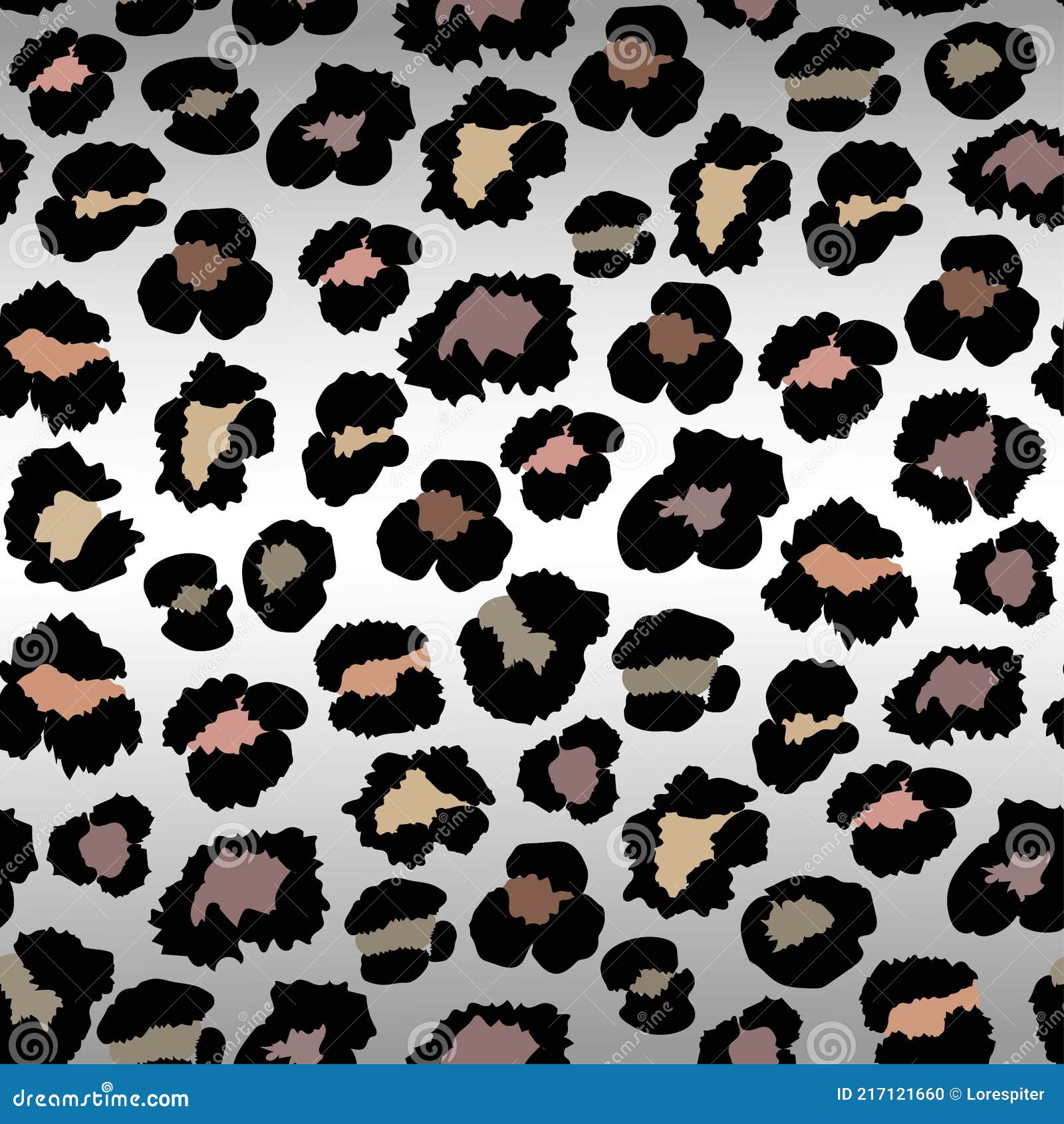 Seamless Colored Leopard Pattern in Vector on a Silver Shiny Background ...