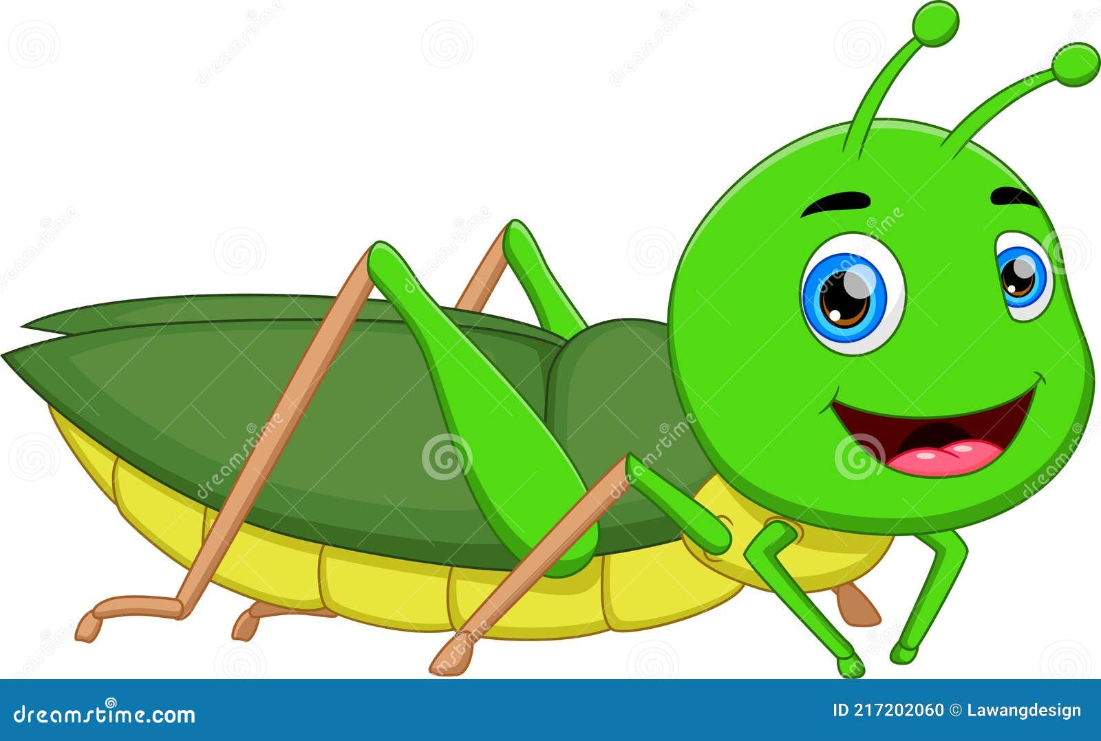 Cartoon Grasshopper Posing and Smiling Stock Vector - Illustration of ...