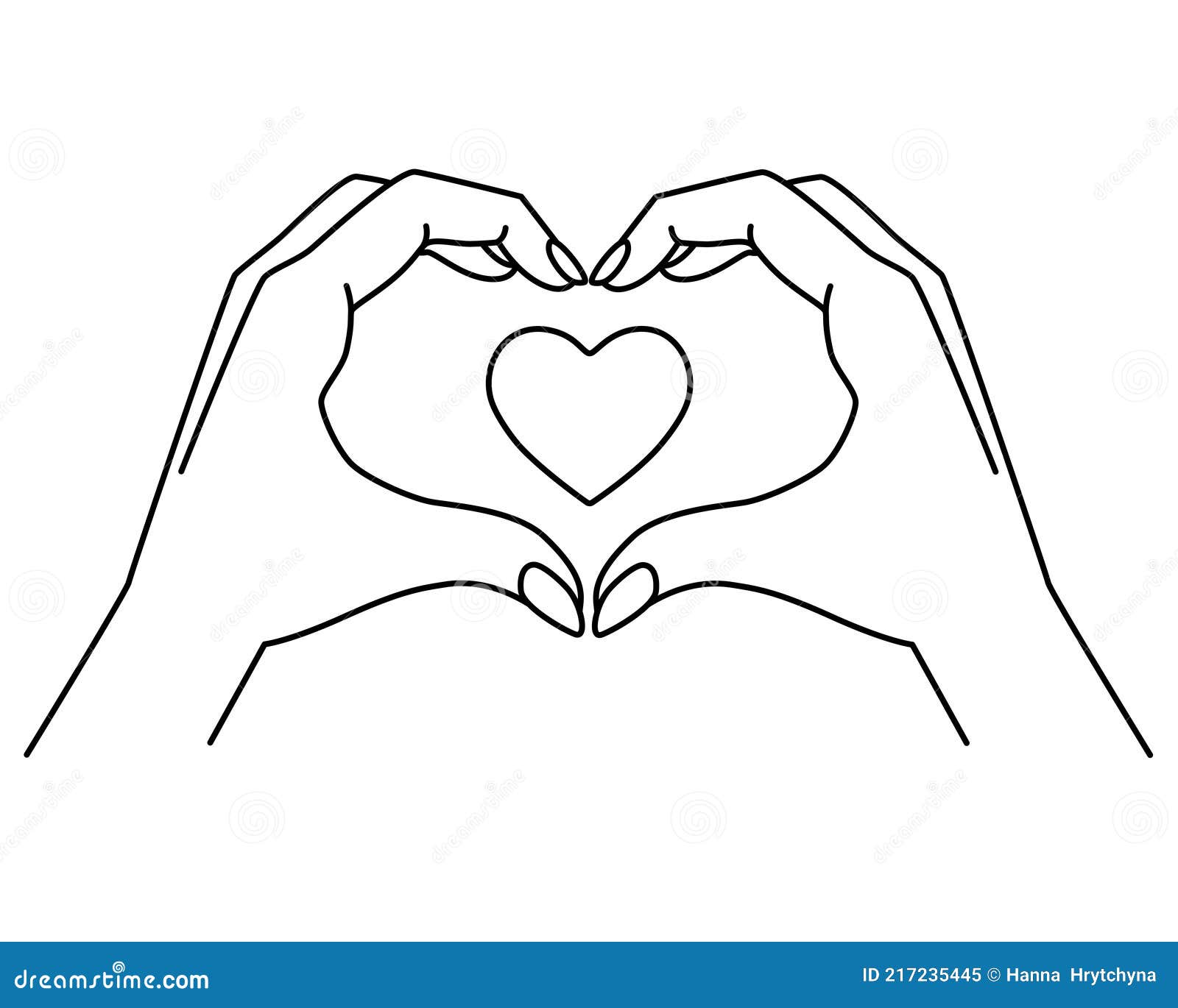 Hands Show Gesture - Heart with Heart Inside - Vector Linear ...