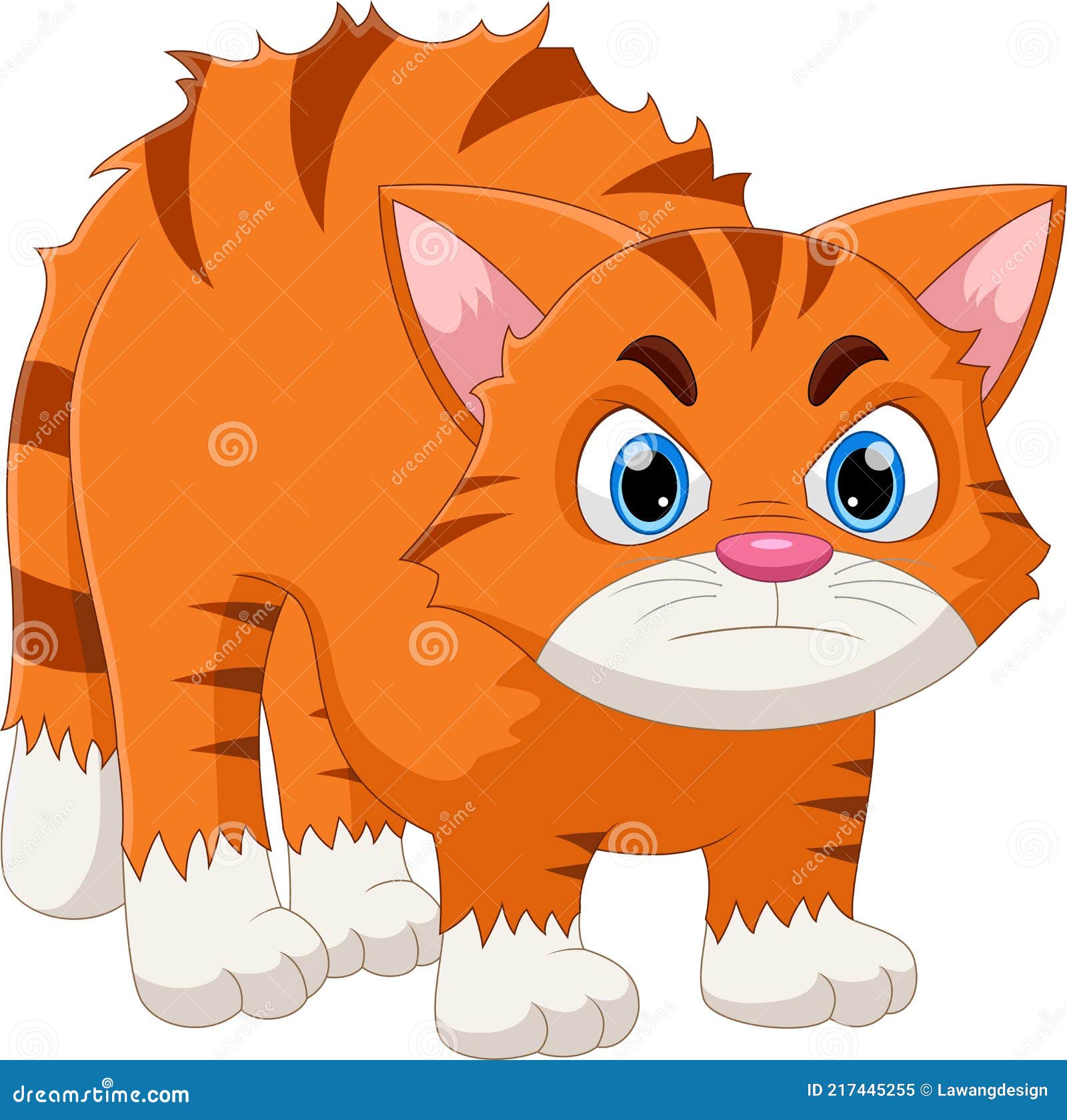 Cartoon cute cat is angry stock vector. Illustration of happy - 217445255