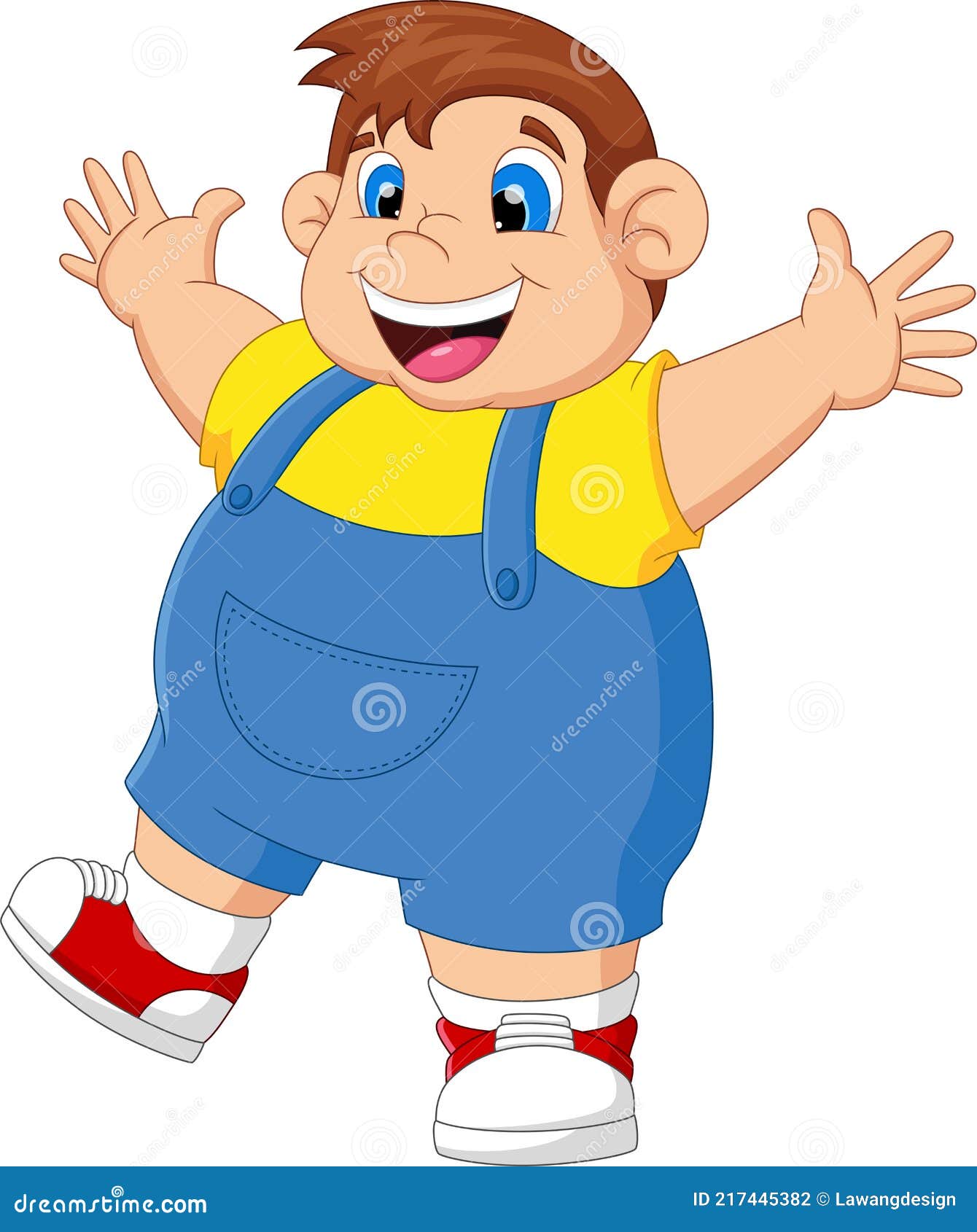 Cartoon Happy Fat Boy Waving Stock Vector - Illustration of cartoon ...