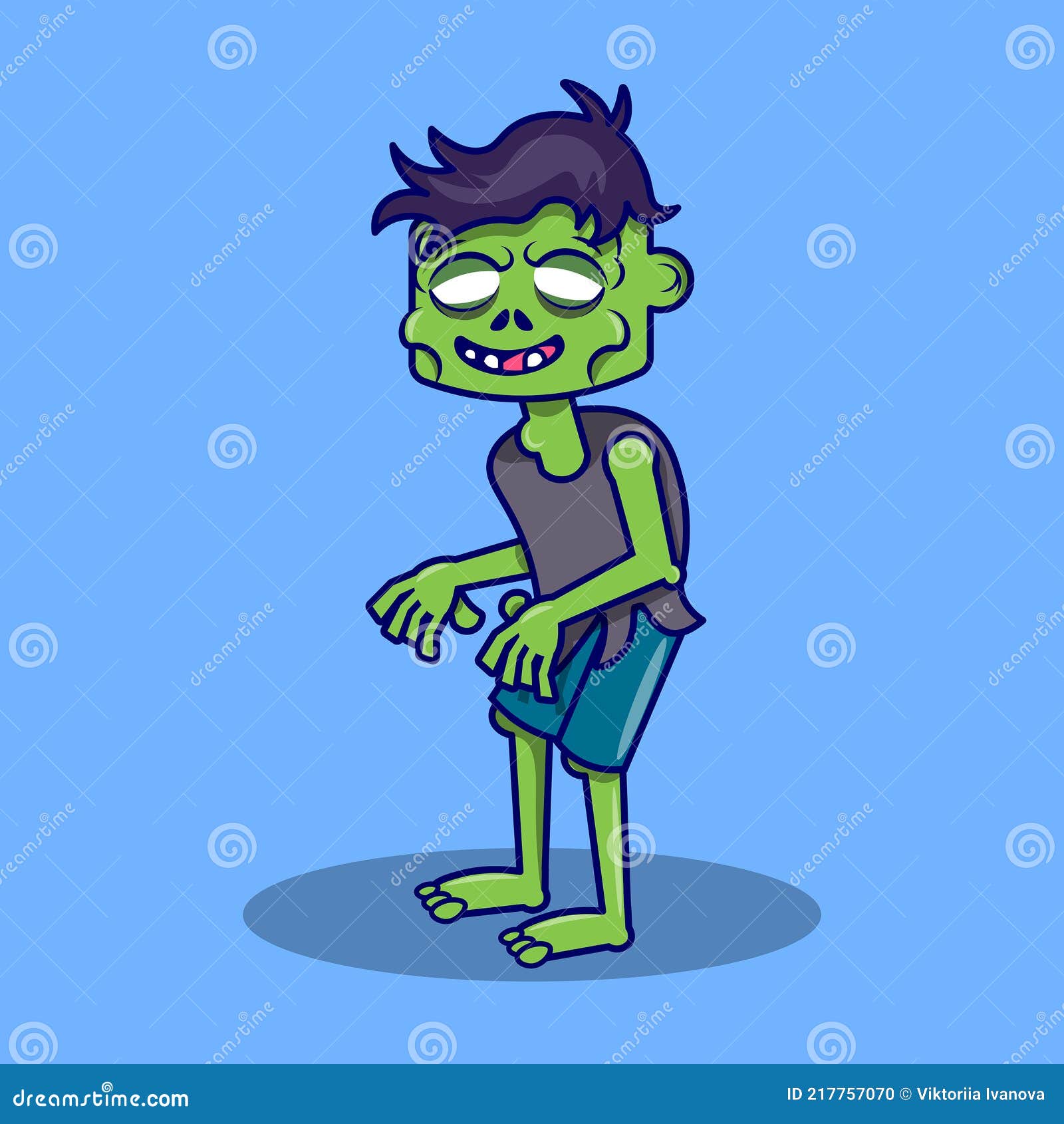 Cartoon Cute Zombie. People Halloween Concept Isolated. Flat Vector ...