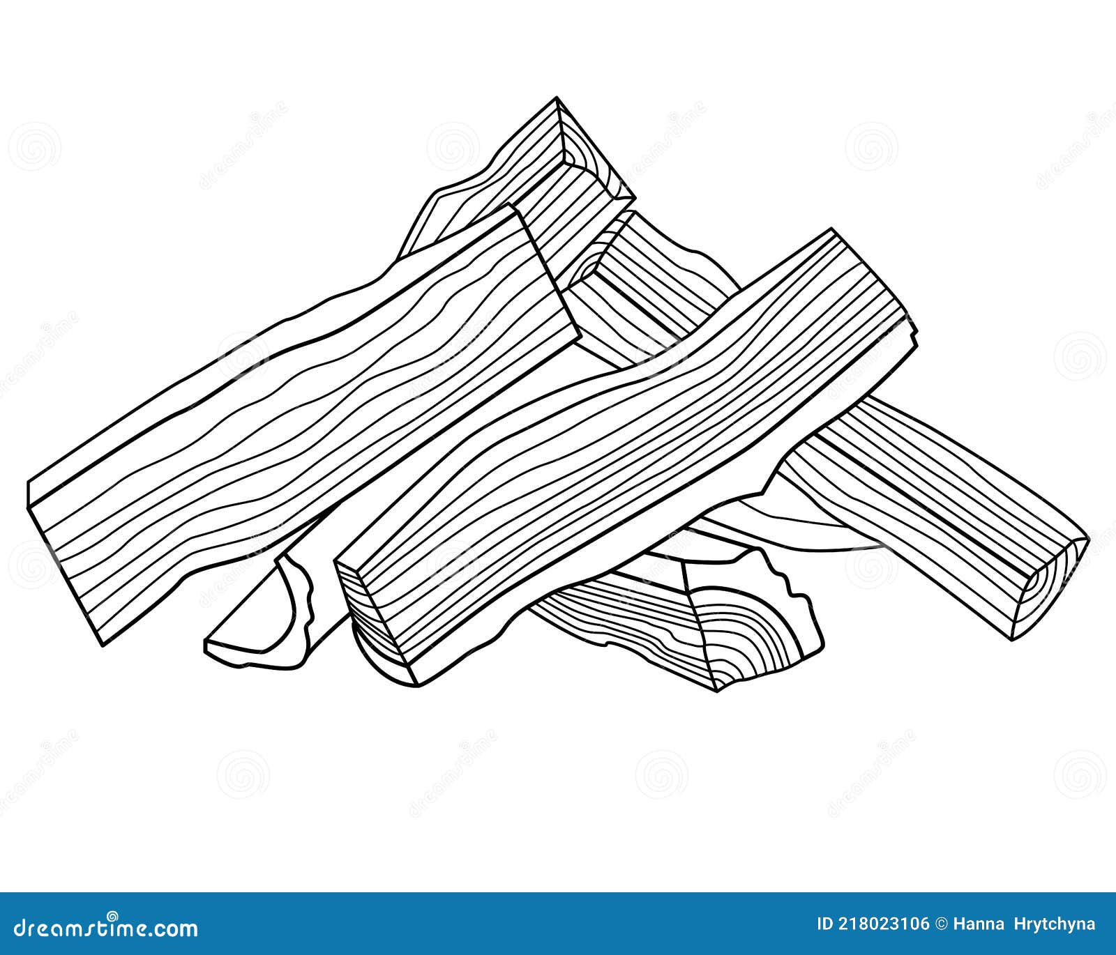 Firewood - Vector Linear Picture for Coloring. Outline. Logs Cut into ...