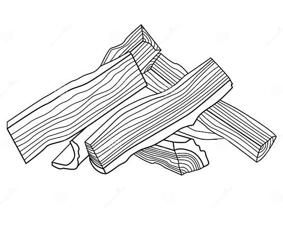 Firewood - Vector Linear Picture for Coloring. Outline. Logs Cut into ...