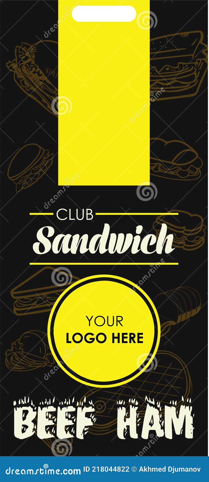Label for Beef Ham Club Sandwich Stock Illustration - Illustration of ...