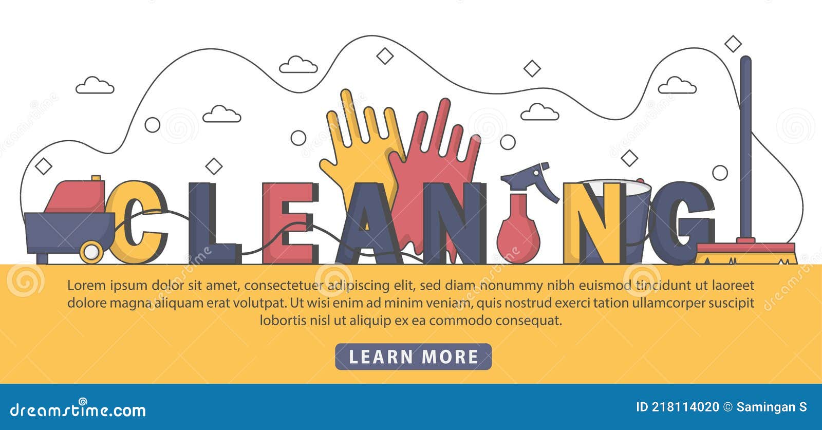 Flat Design Vector Cleaning Typography Illustration Stock Illustration ...