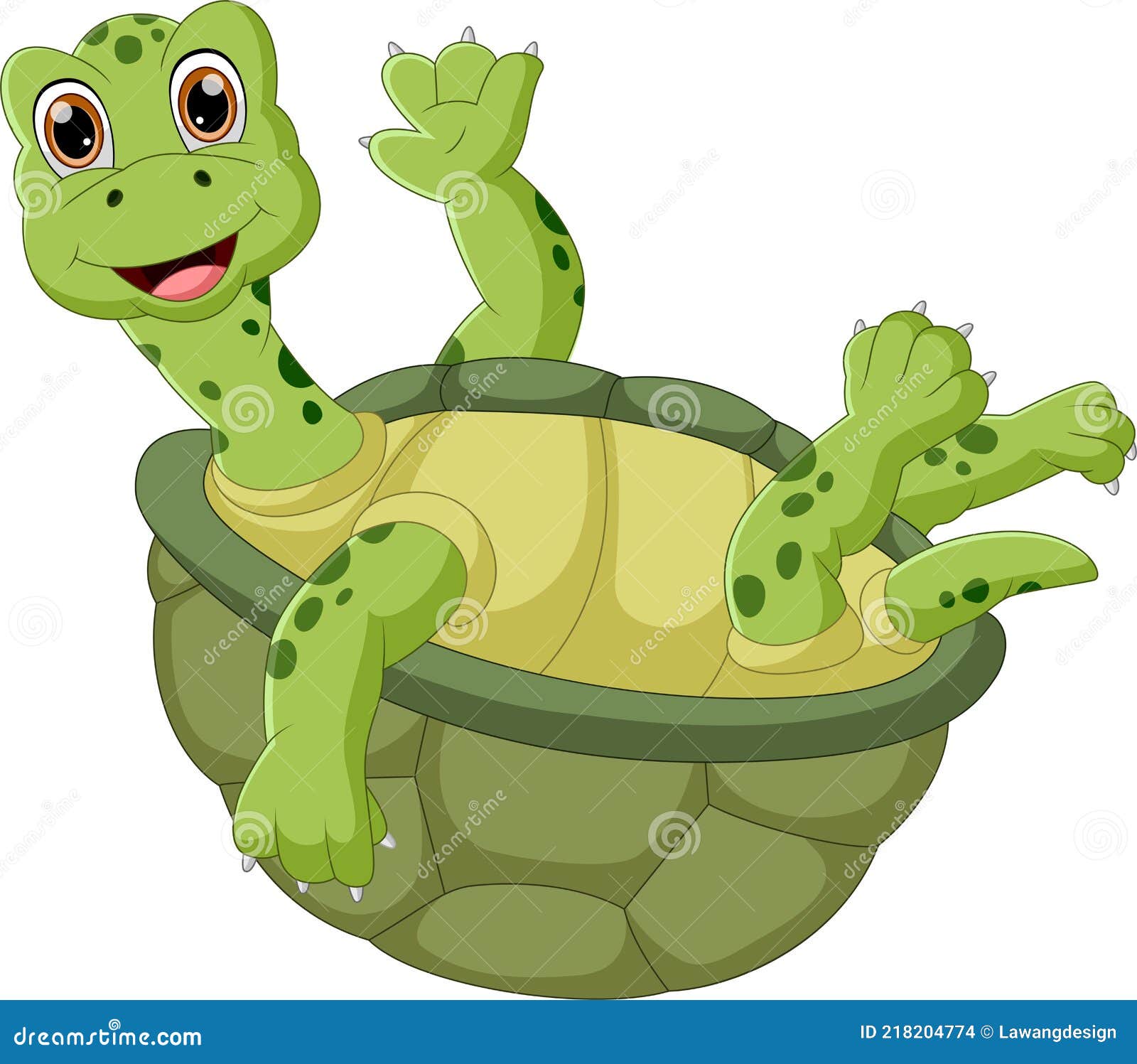 Cartoon cute turtle waving stock vector. Illustration of flat - 218204774