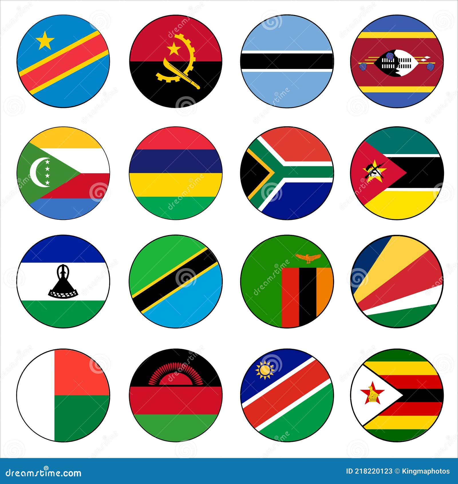 South African Development Community SADC Circle Flag Country Icon Set ...