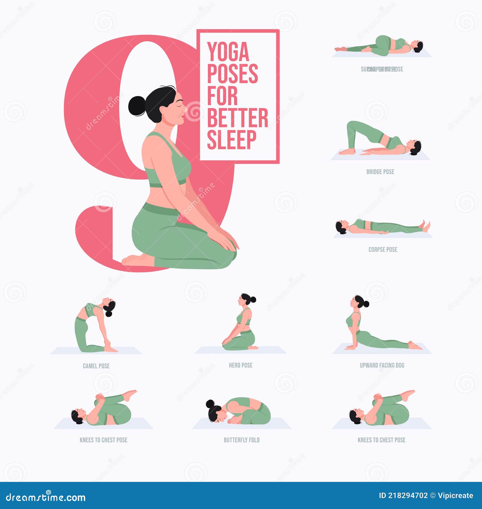 Better Sleep Yoga Poses. Young Woman Practicing Yoga Poses. Stock ...