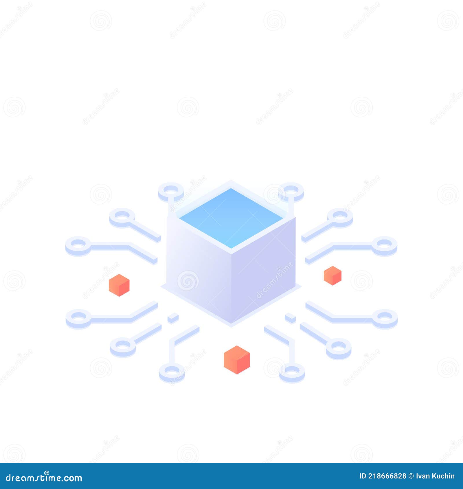 Cube with Holographic Light, Technological Lines, Abstract Tech. Stock ...