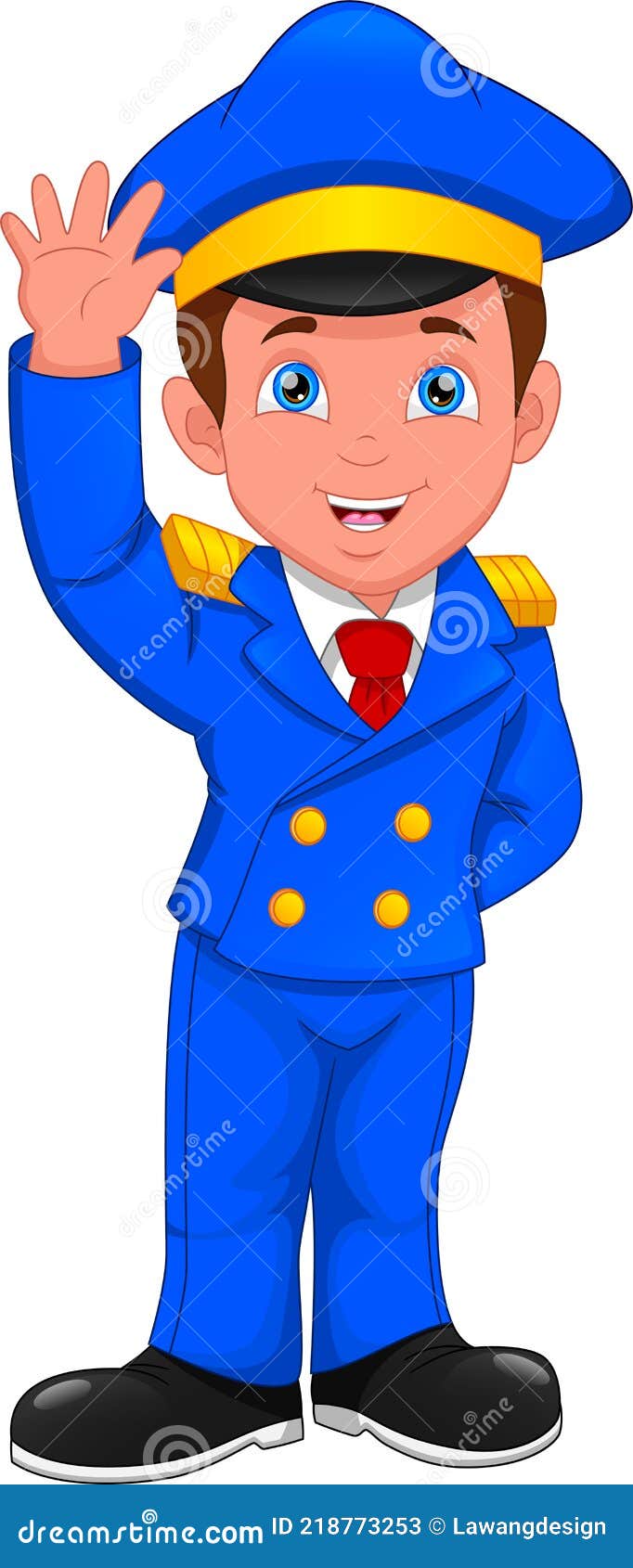 Cartoon Boy Wearing Pilot Costume Waving Stock Vector - Illustration of ...