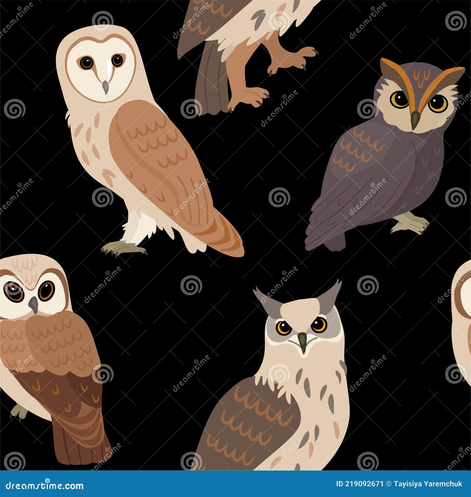Owl Pattern. Vector Seamless Texture. Stock Vector - Illustration of ...