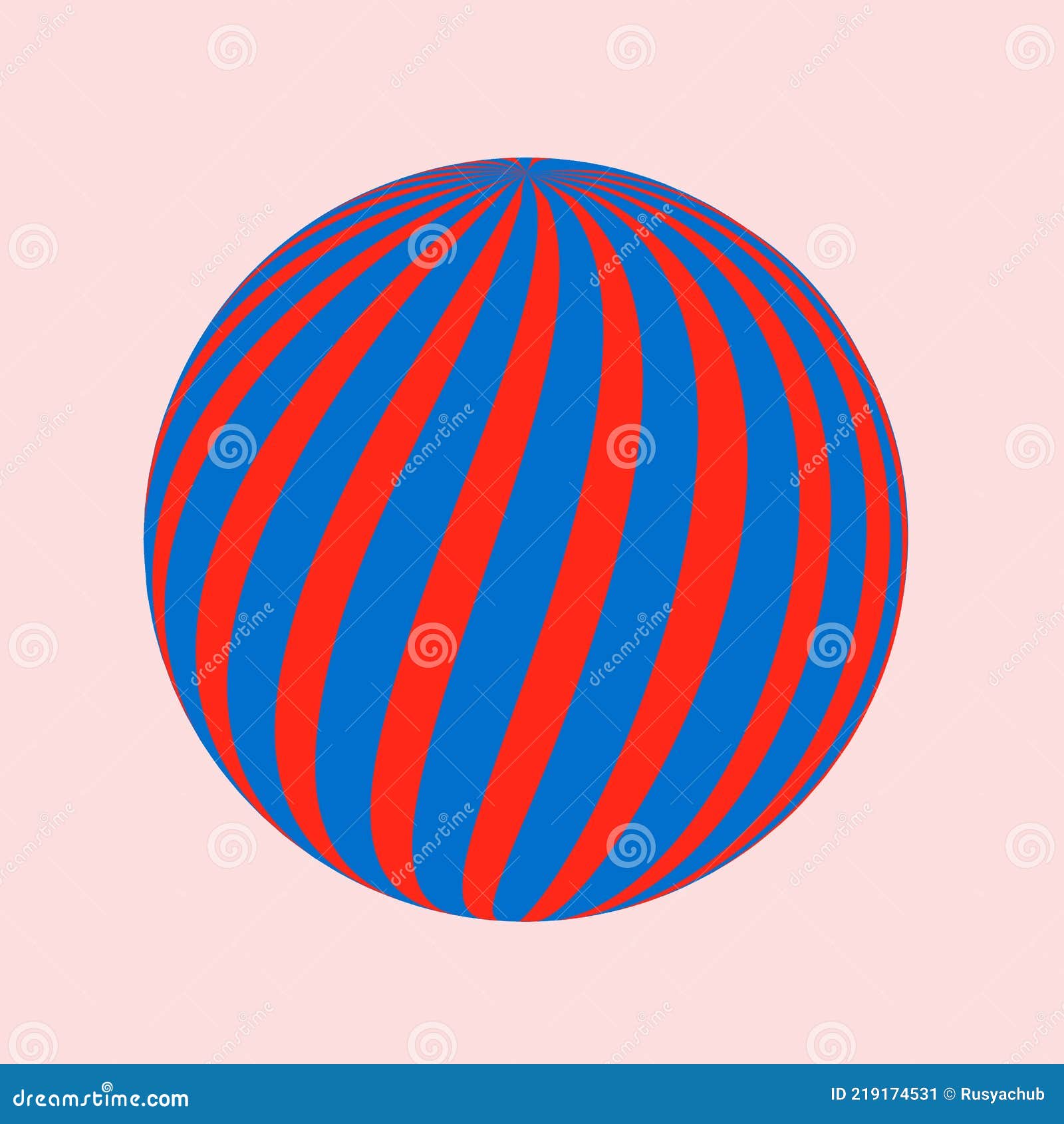 Sphere with Stripes. Circle with Colored Wavy Lines for Printing ...
