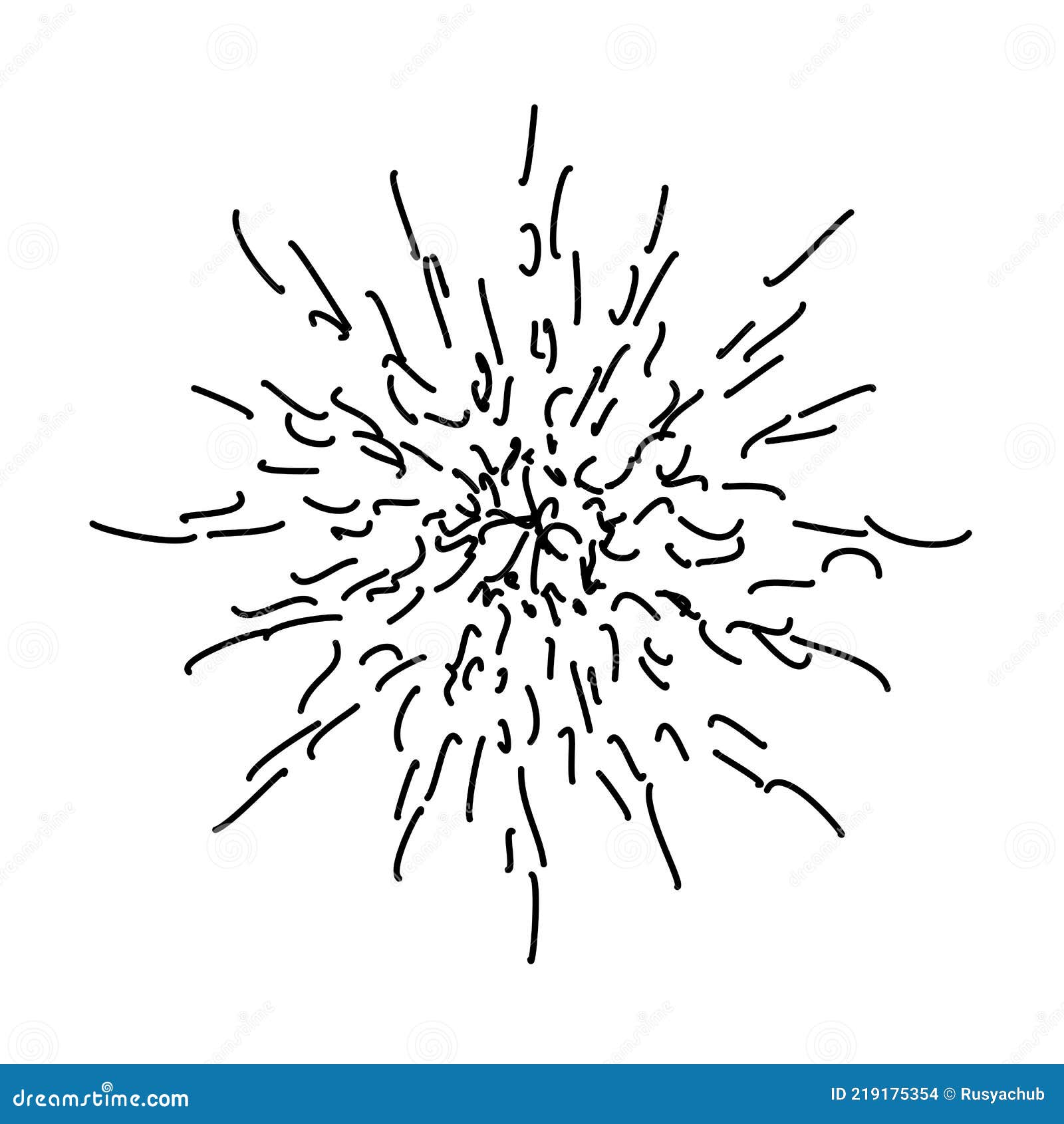 Explosion Effect of Random Radial Black Lines on a White Background ...