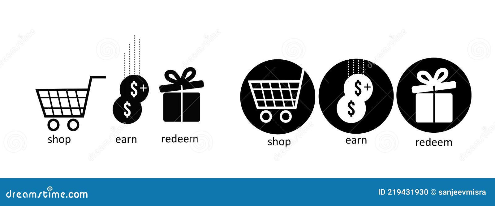 ECommerce Vector Icon Set, Shop Earn and Redeem Stock Vector ...