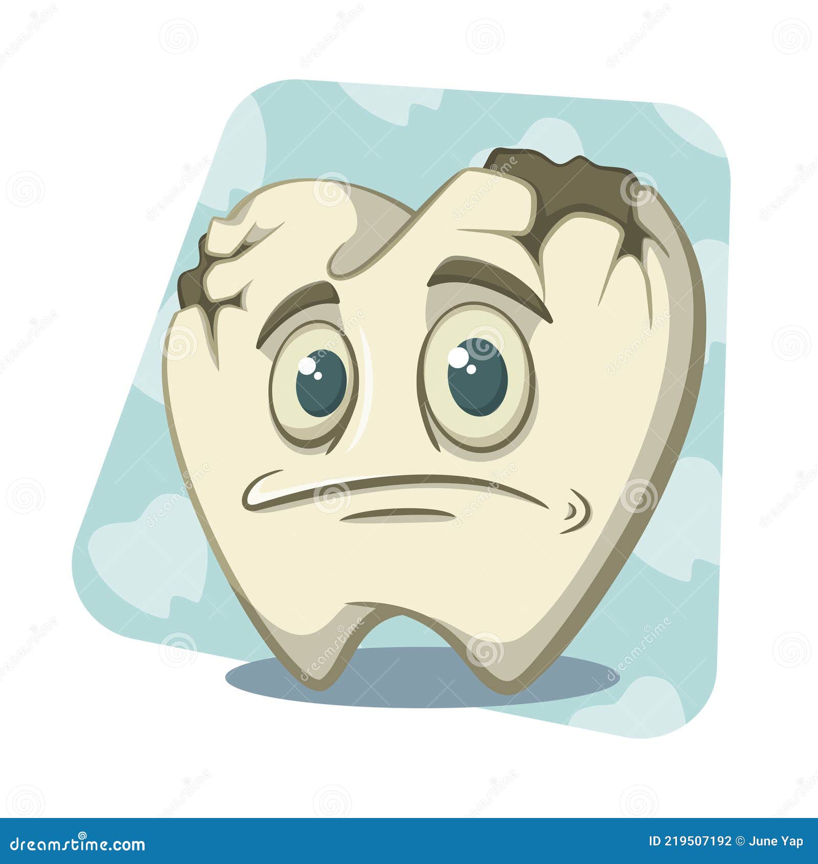Funny Cartoon Cavity Tooth Character Stock Vector - Illustration of ...