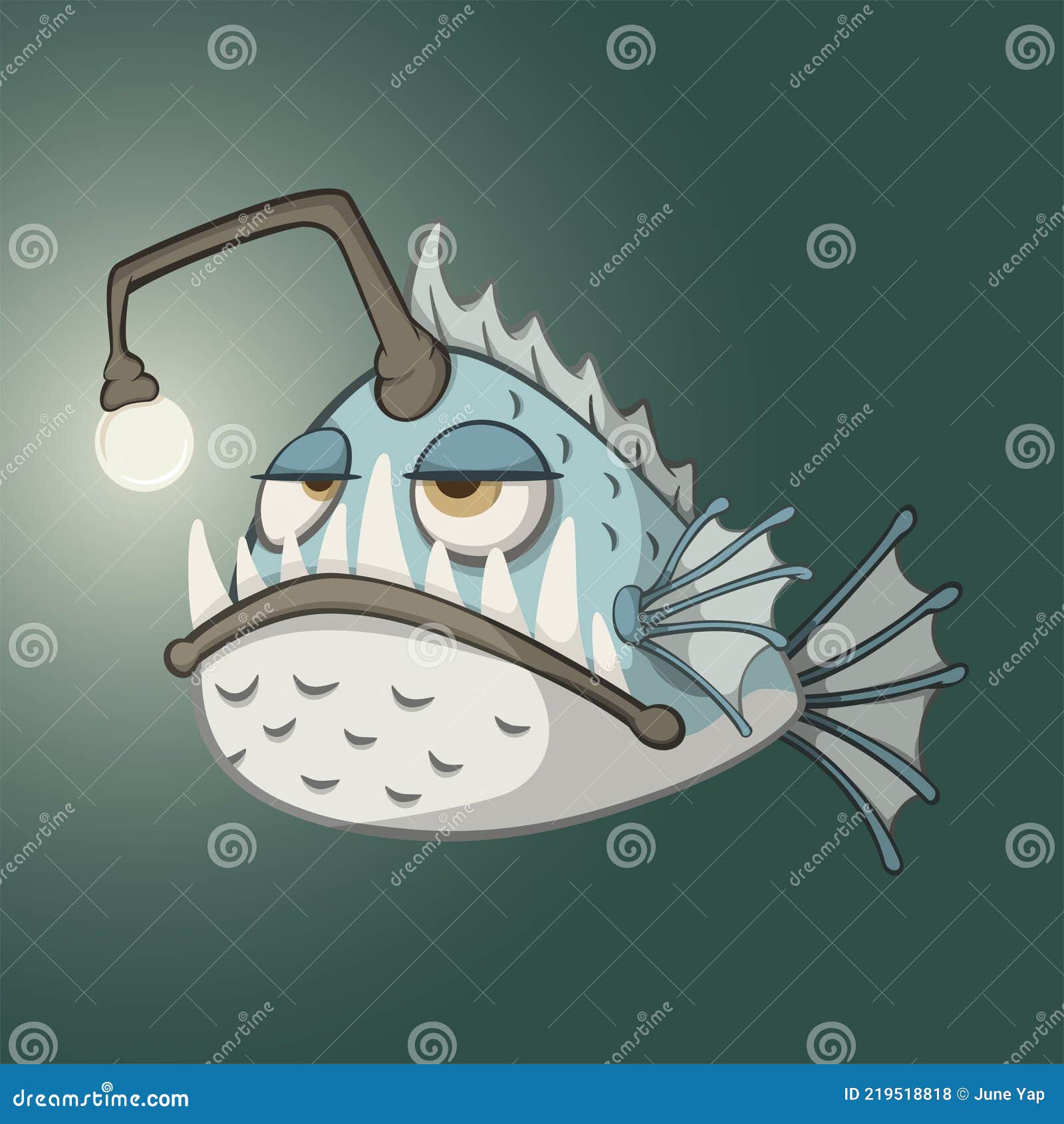 Funny Cartoon Character of Angler Fish Stock Vector - Illustration of ...